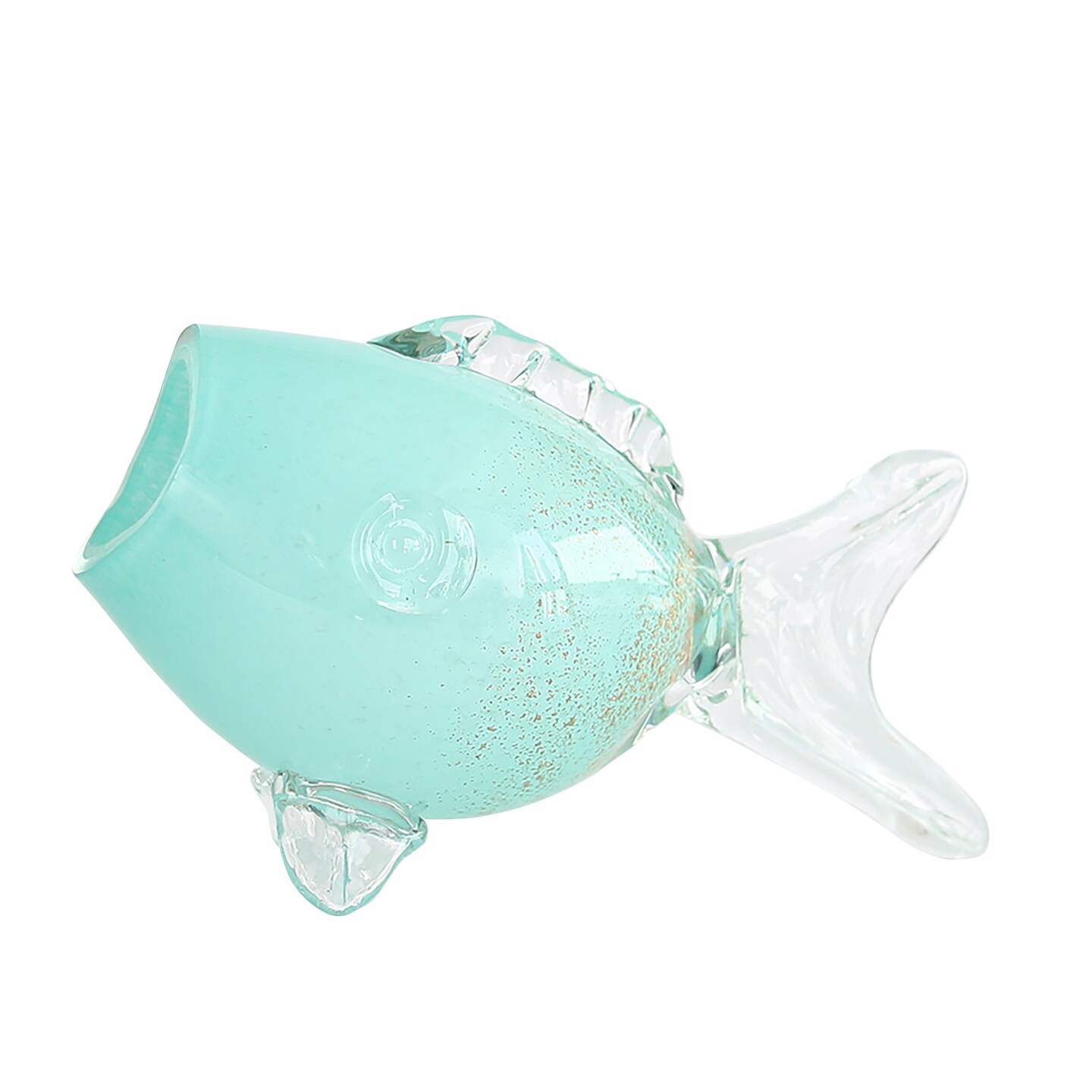 Small Aqua Glass Puffer Fish Vase | Michaels