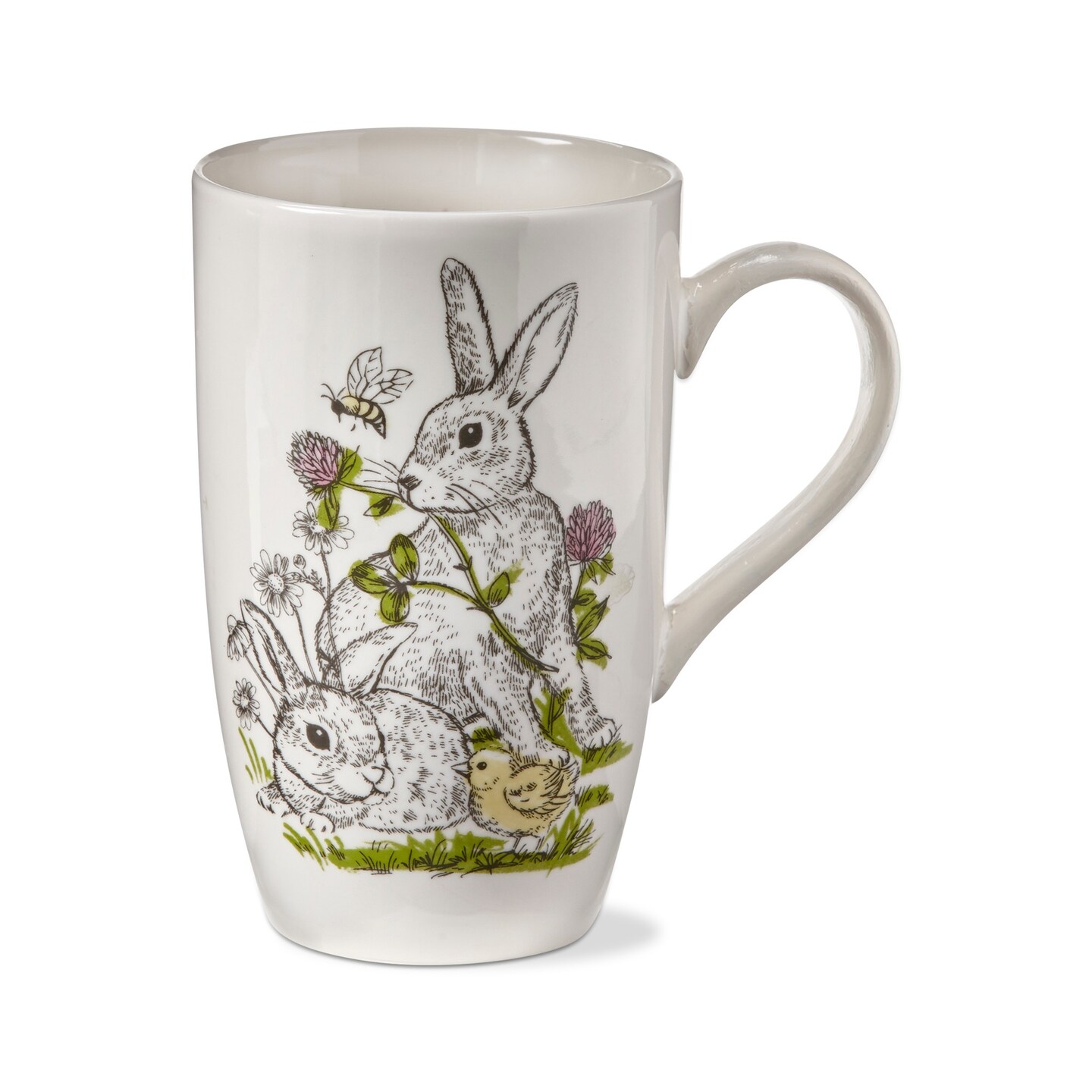 Easter Bunny Rabbit in Clover Tall Coffee Tea Mug White Bone China ...