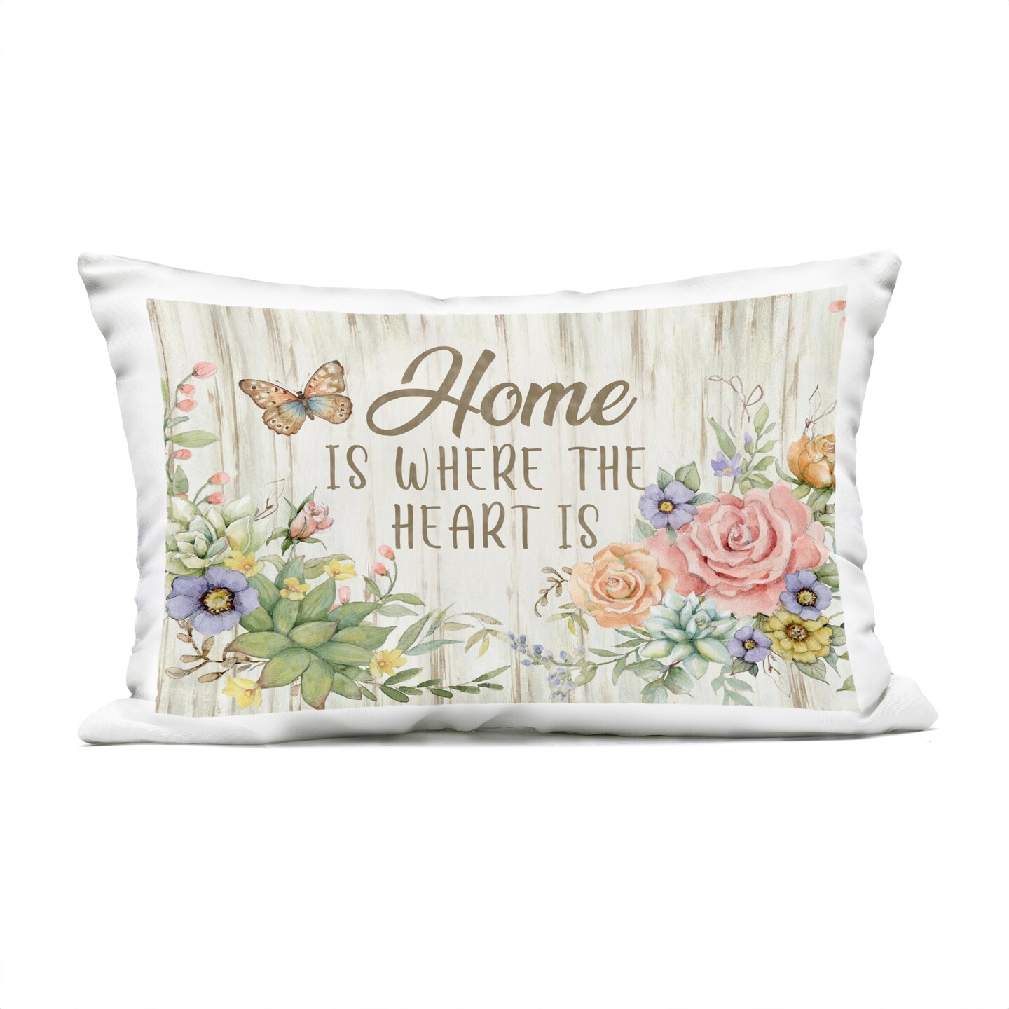 Stupell Industries Rose Succulent Where Heart Is Outdoor Printed Pillow ...