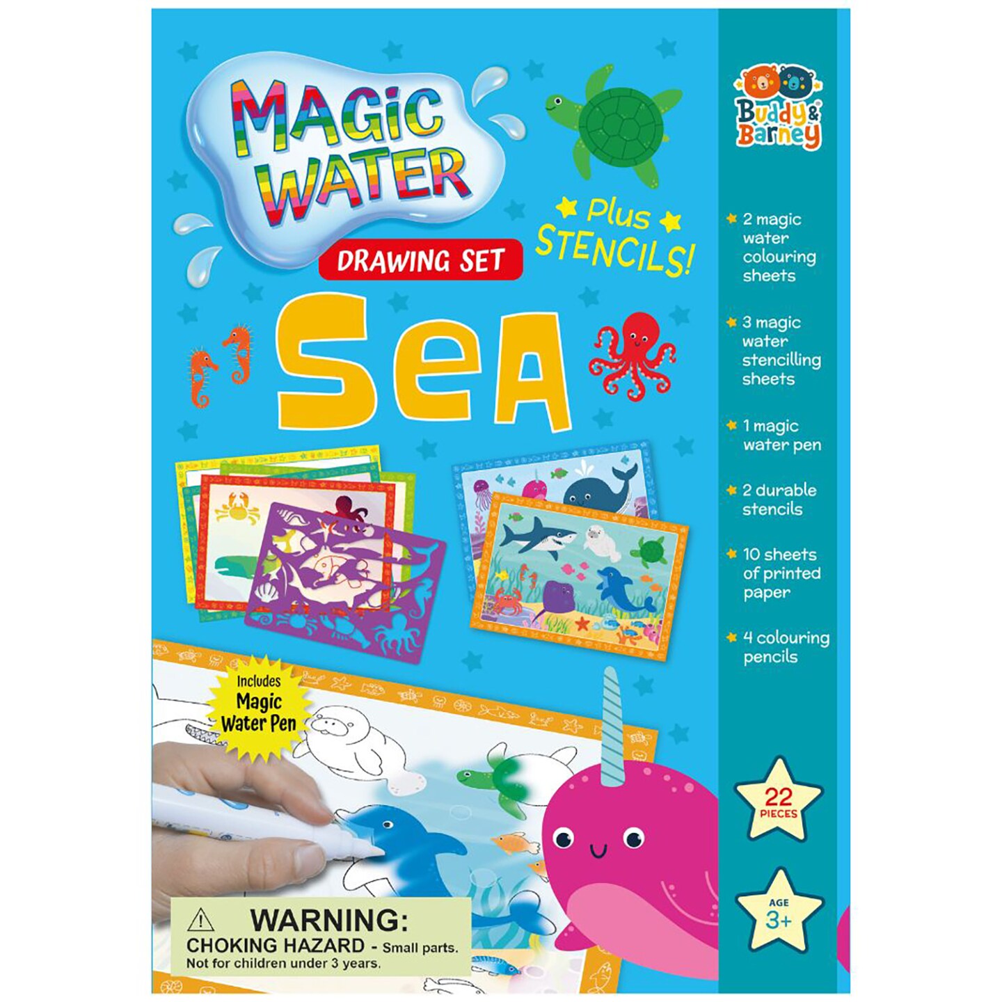 Buddy & Barney: Magic Water Drawing Set - Sea - Stencils-Magic Pen ...