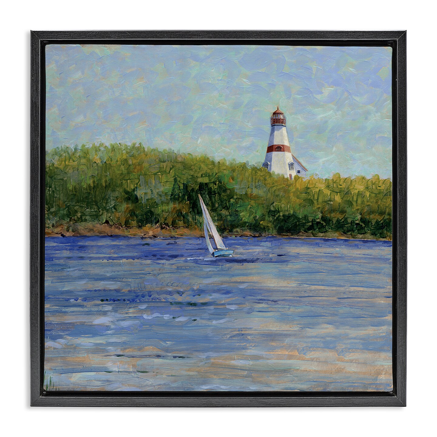 Stupell Industries Single Sailboat & Lighthouse Floating Frame By Tim ...