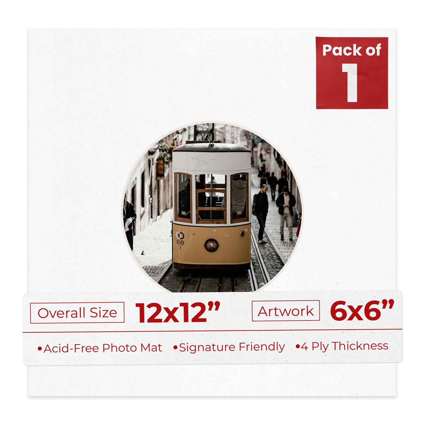White with Black Core Mat Board for 12x12 Frames - Circle Opening for ...