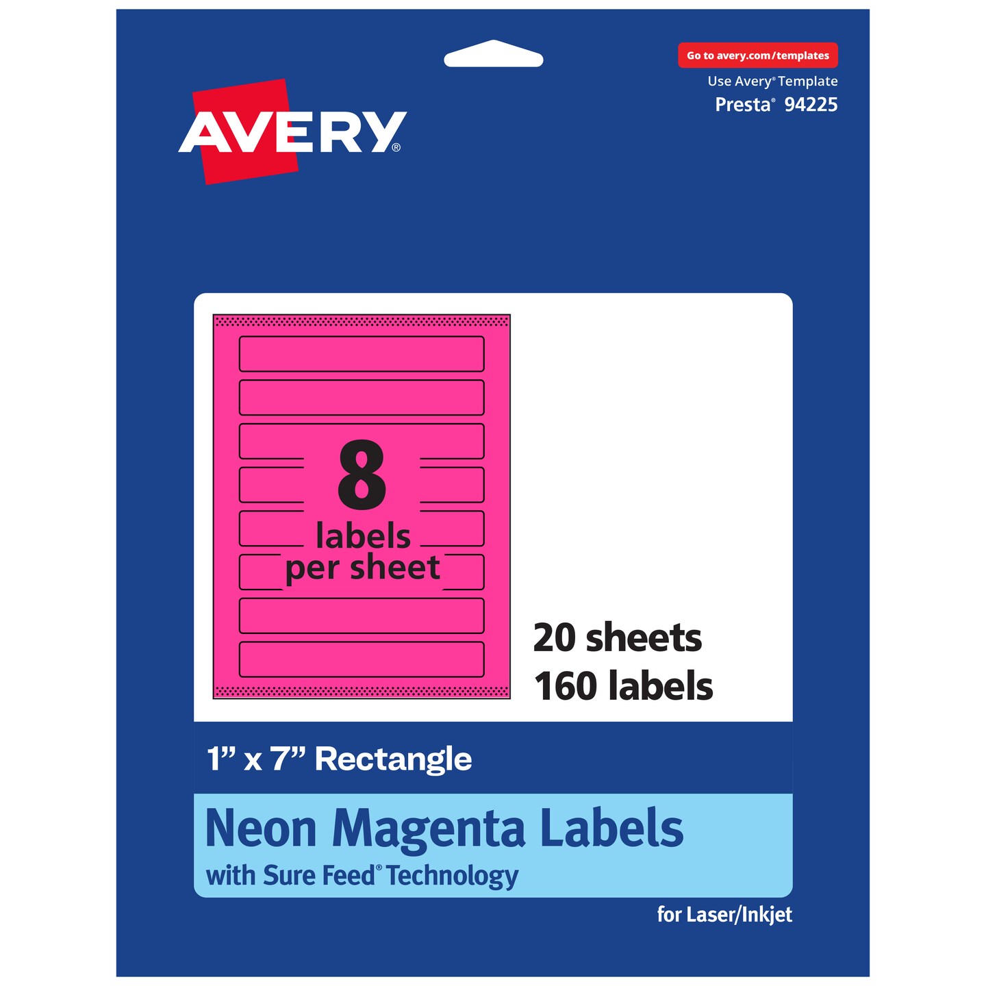 Avery Neon Magenta Paper Labels, 1" x 7" Rectangle | Michaels