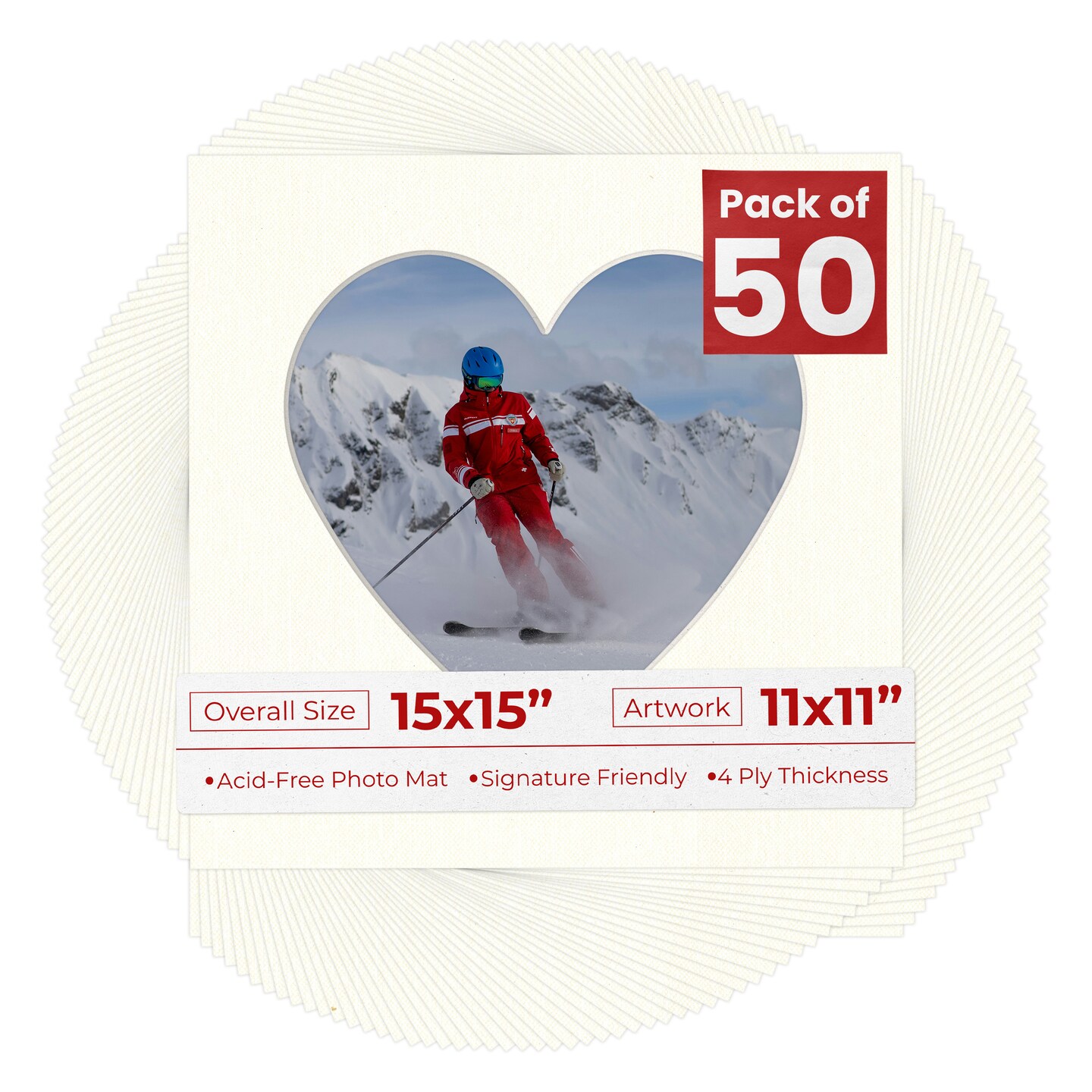 Beige Canvas Mat Board for 15x15 Frames - Heart Opening for 11x11 ...