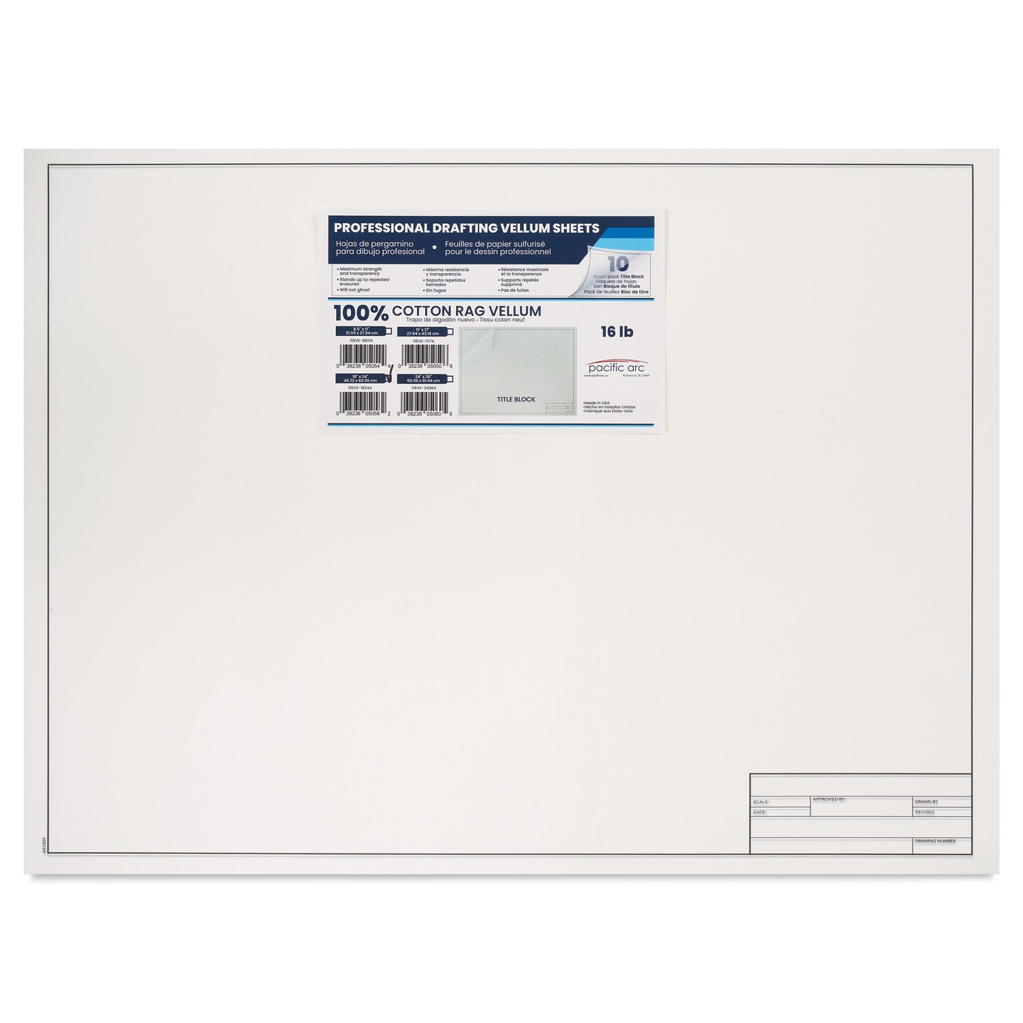 Pacific Arc Drafting Vellum Title Block - White, 18" x 24", 10 Sheets ...