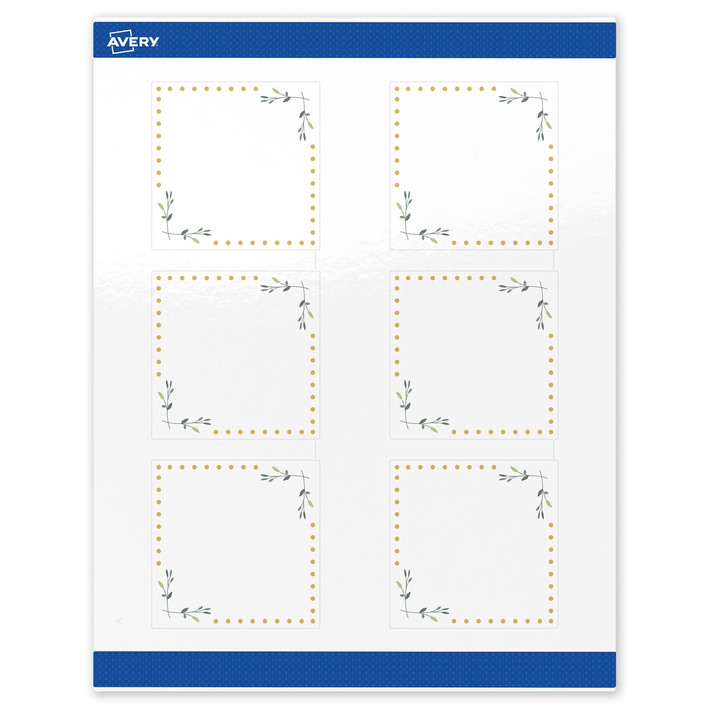 Avery Printable Square Labels, Gold Dots with Green Florals, 3" x 3 ...