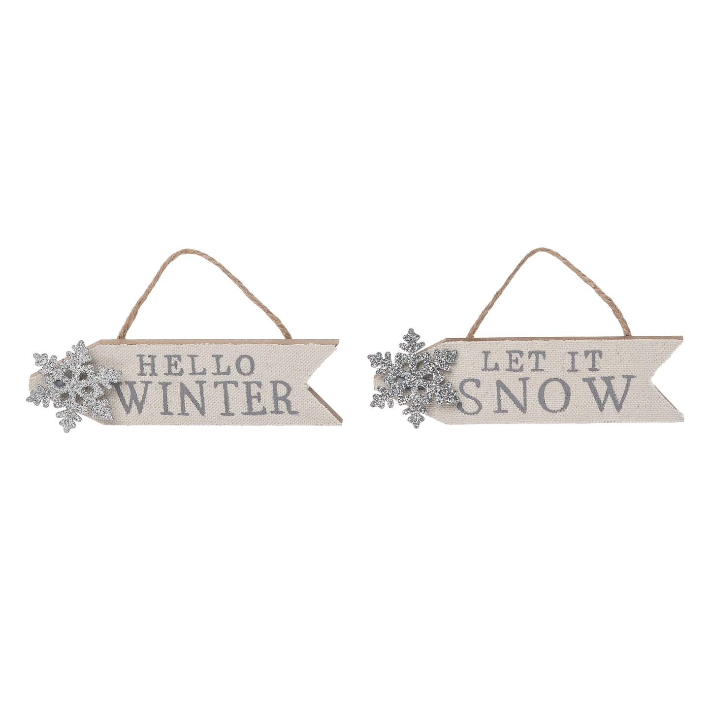 Transpac MDF Winter Glitter Ornament Set of 2, Silver Tree Ornaments ...