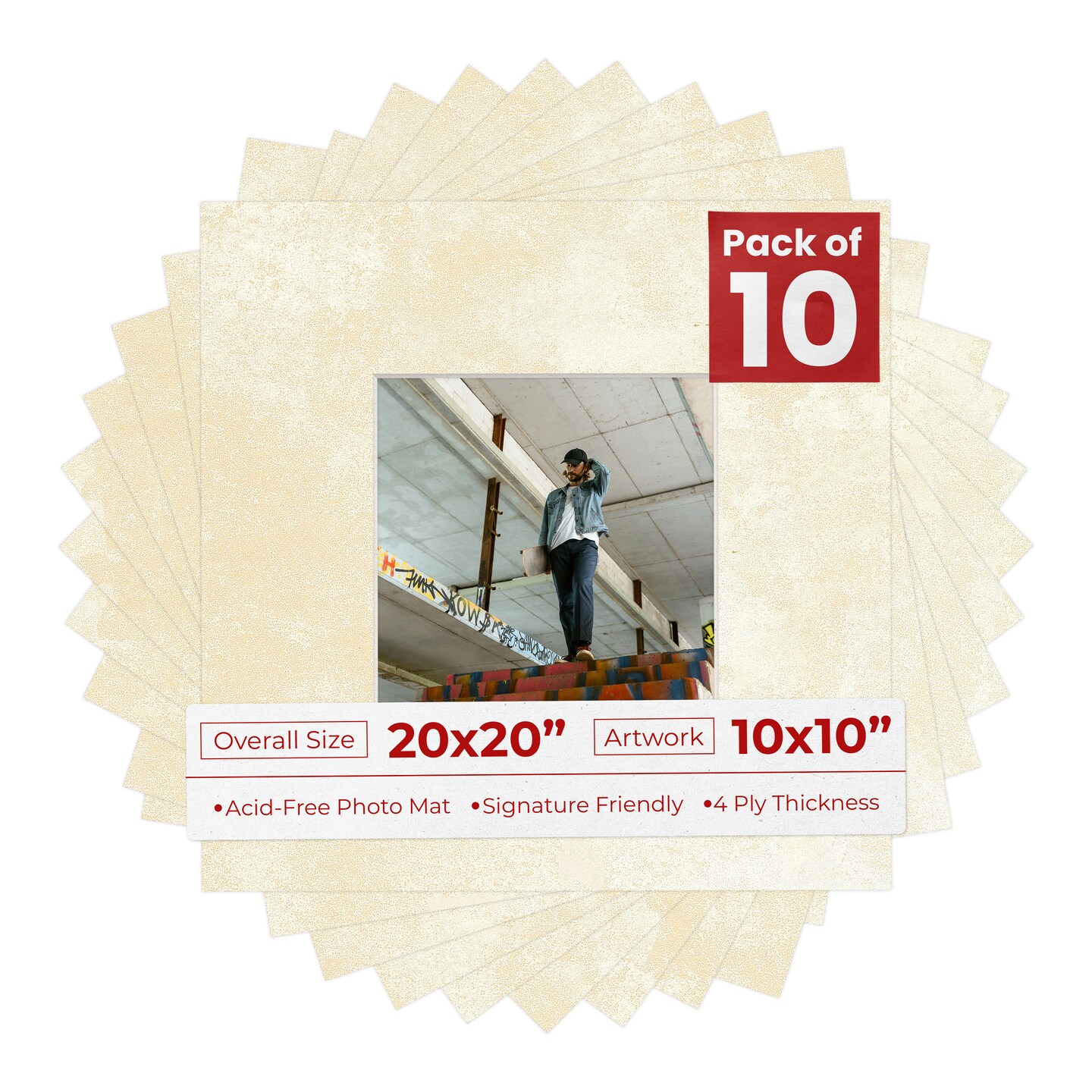 Earthen Off White Mat Board for 20x20 Frames - Fits 10x10 Photos, Color ...
