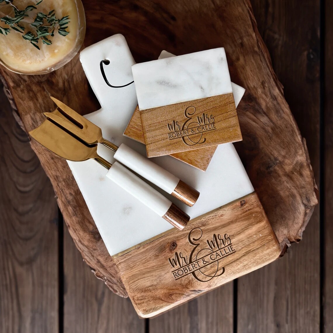Custom Cheese Board With Handle, Option to include Cutlery and Coaster ...