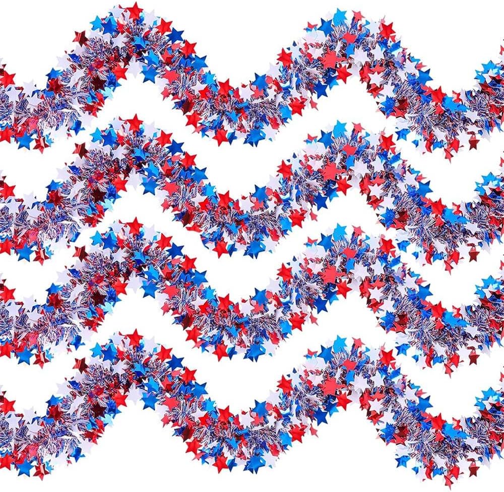 65 Feet 4th of July Garland Memorial Day USA Patriotic Red White Blue ...