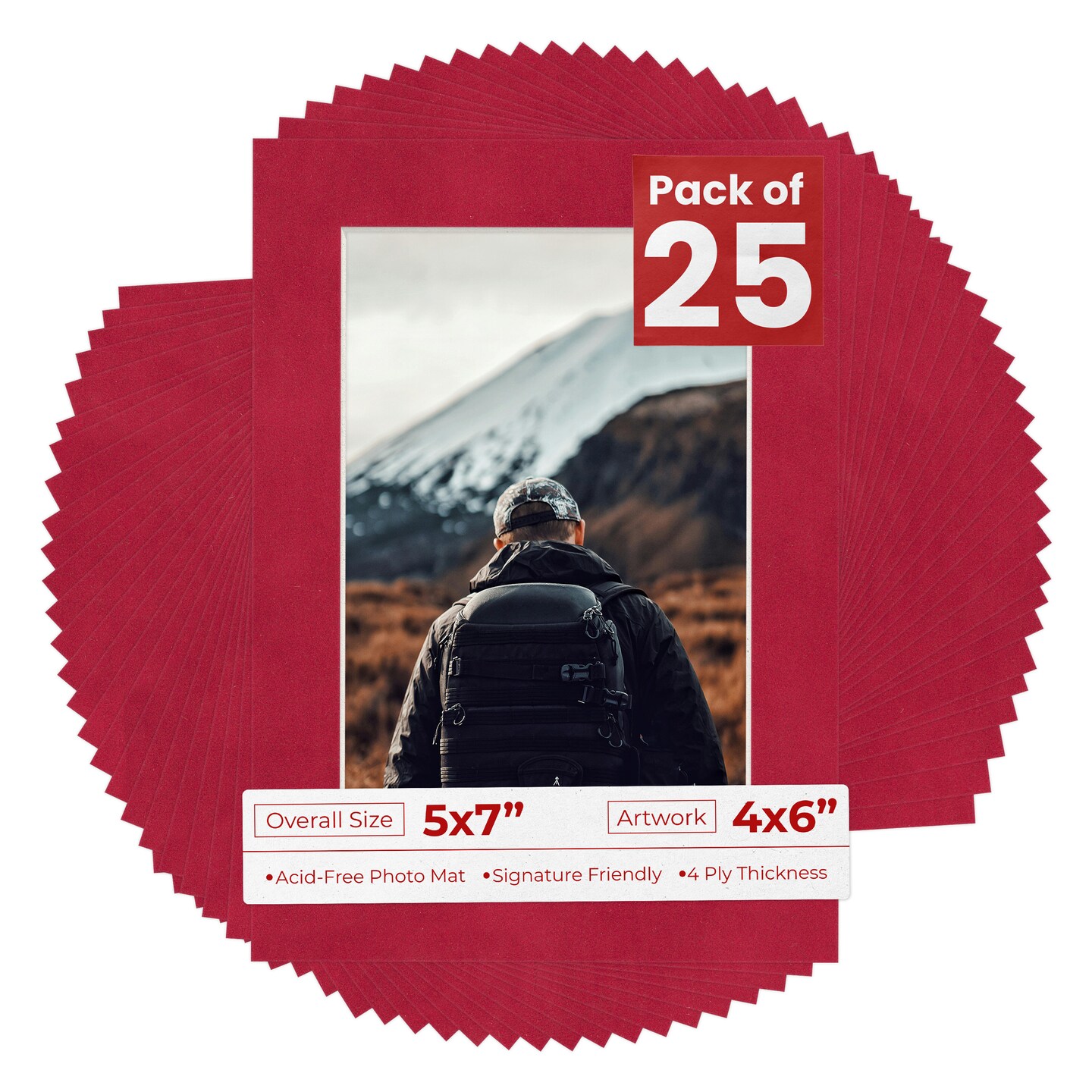 Red Suede Mat Board for 5x7 Frames - Fits 4x6 Photos, Color: Red, Count ...