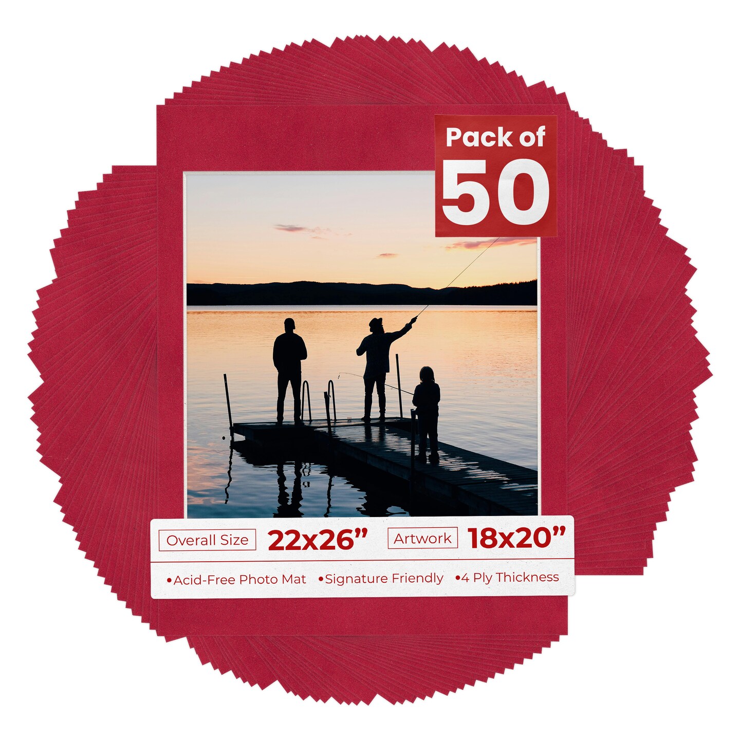Red Suede Mat Board for 22x26 Frames - Fits 18x20 Photos, Color: Red ...