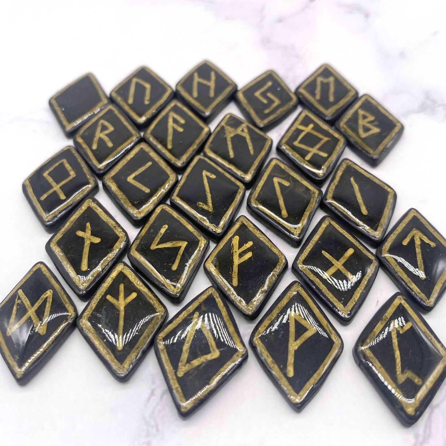 Handmade Polymer Clay Rune Set | Gold Leaf Mood Ring Effect | Elder ...