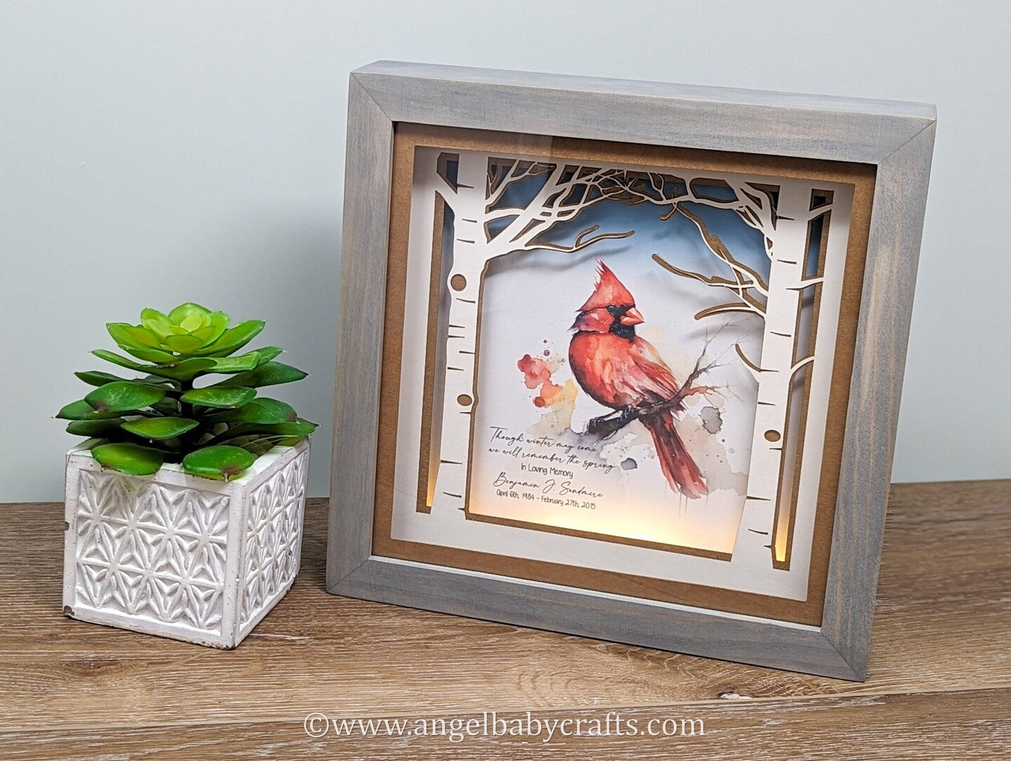 3D Art, Cardinal Layered Shadow Box Memorial Gift, Christmas Cardinal ...