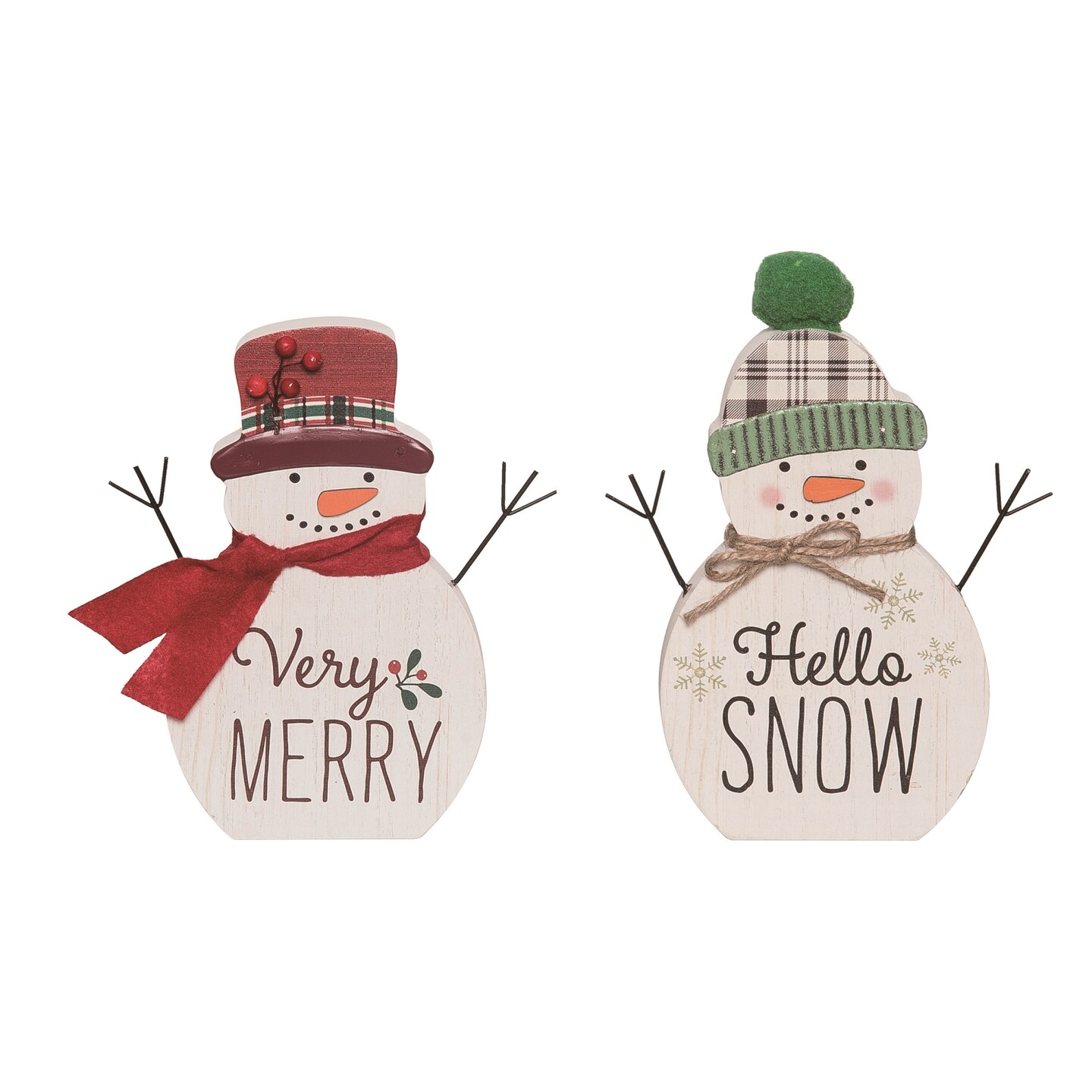 MDF Decked Out Snowman Decor Set of Two Christmas Decorations | Michaels