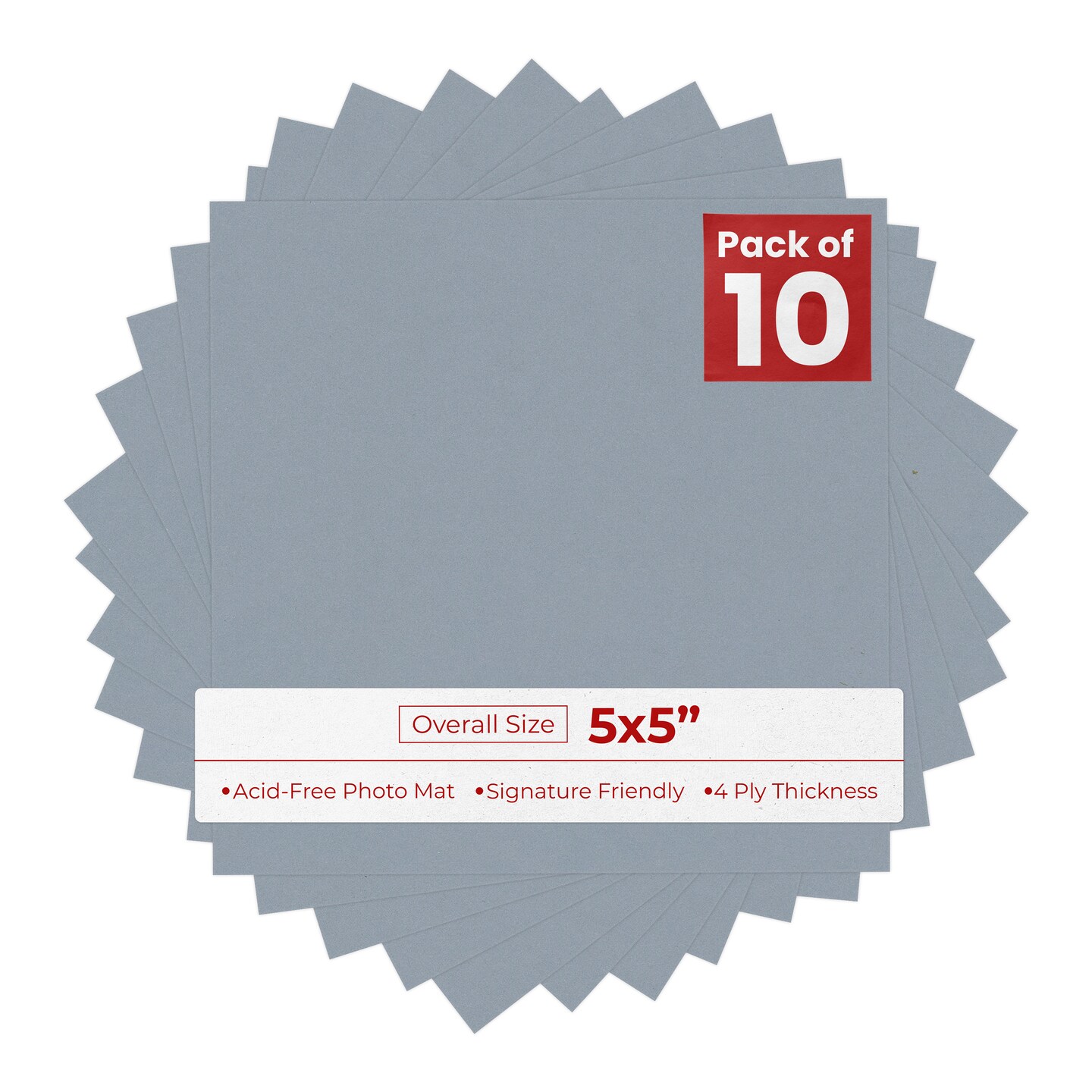 Mid Grey 5x5 Inch Uncut Mat Board - Blank Sheets, No Opening, Color ...