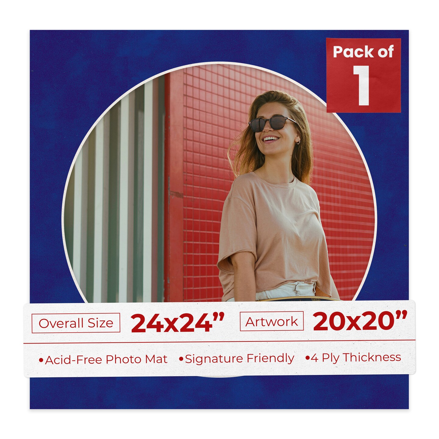 Royal Blue Suede Mat Board for 24x24 Frames - Circle Opening for 20x20 ...