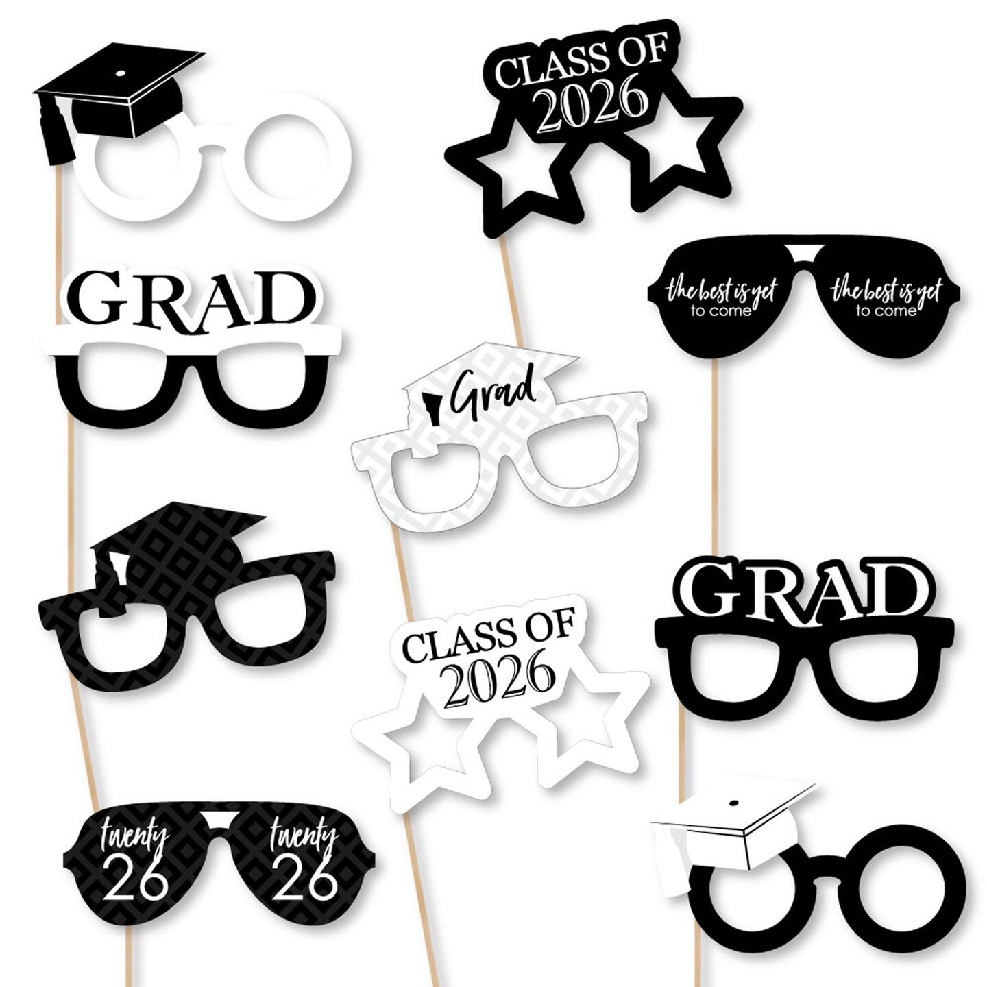 Big Dot of Happiness 2026 Black and White Graduation Glasses - Paper ...