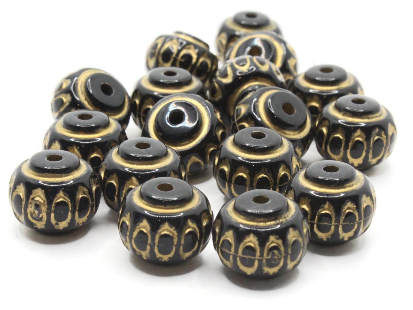 17 14mm Black and Gold Plastic Flat Round Rondelle Beads | Michaels