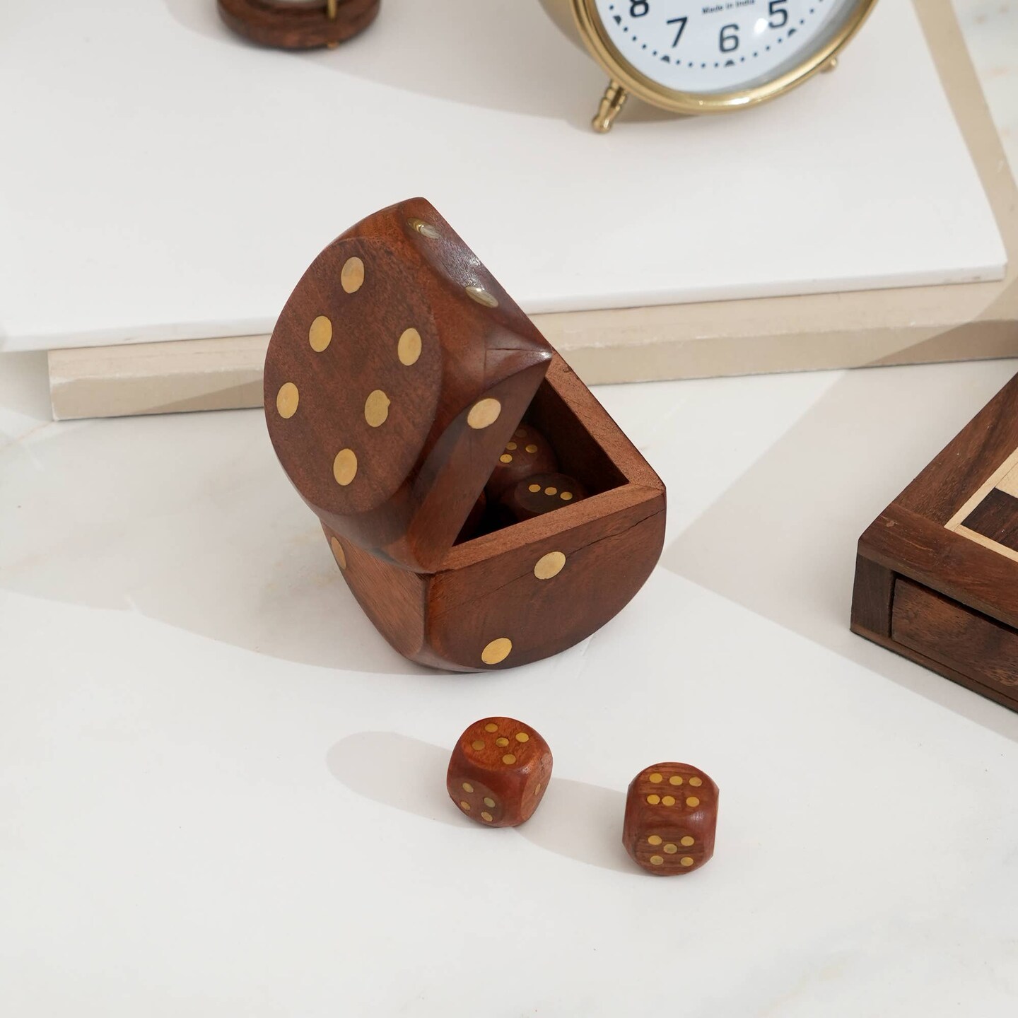 Wooden Brown Dice With Natural Finish | Michaels