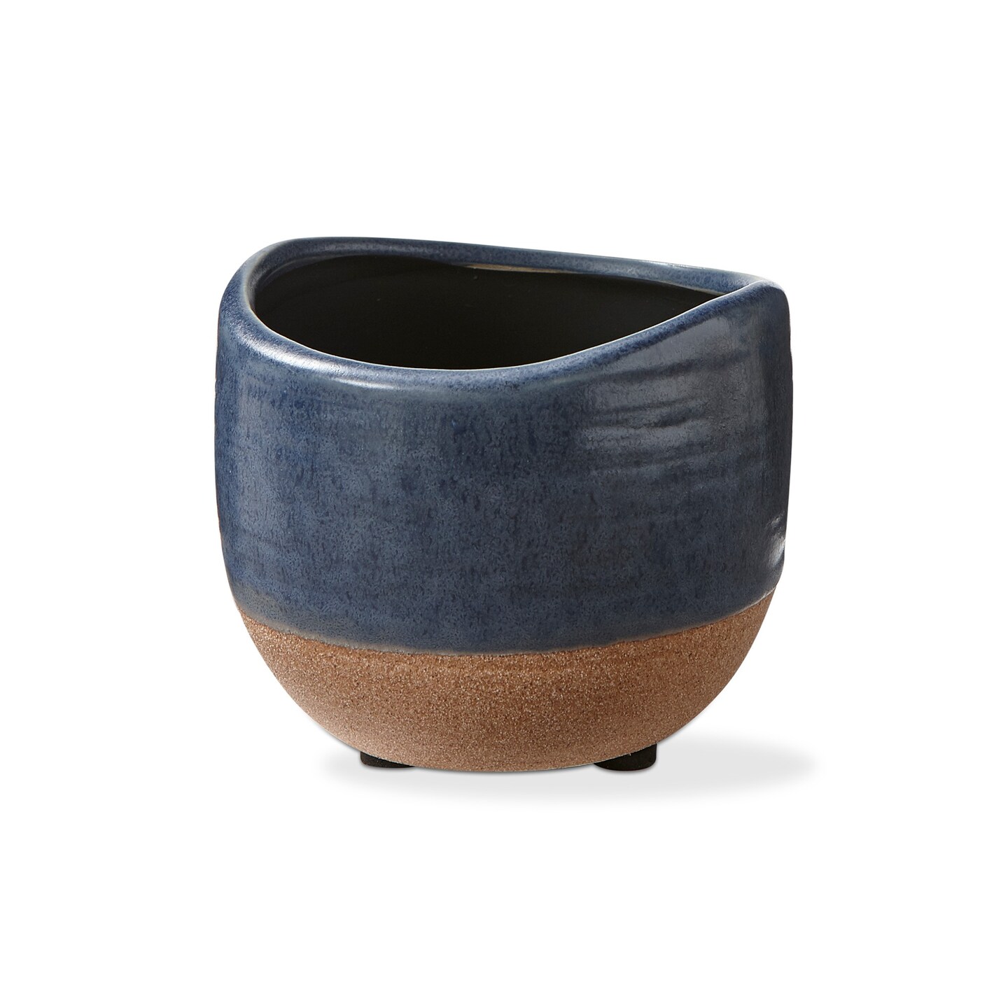 Basin Reactive Blue Glaze Stoneware Planter Small 4.1L x 4.1W x 3.9H ...