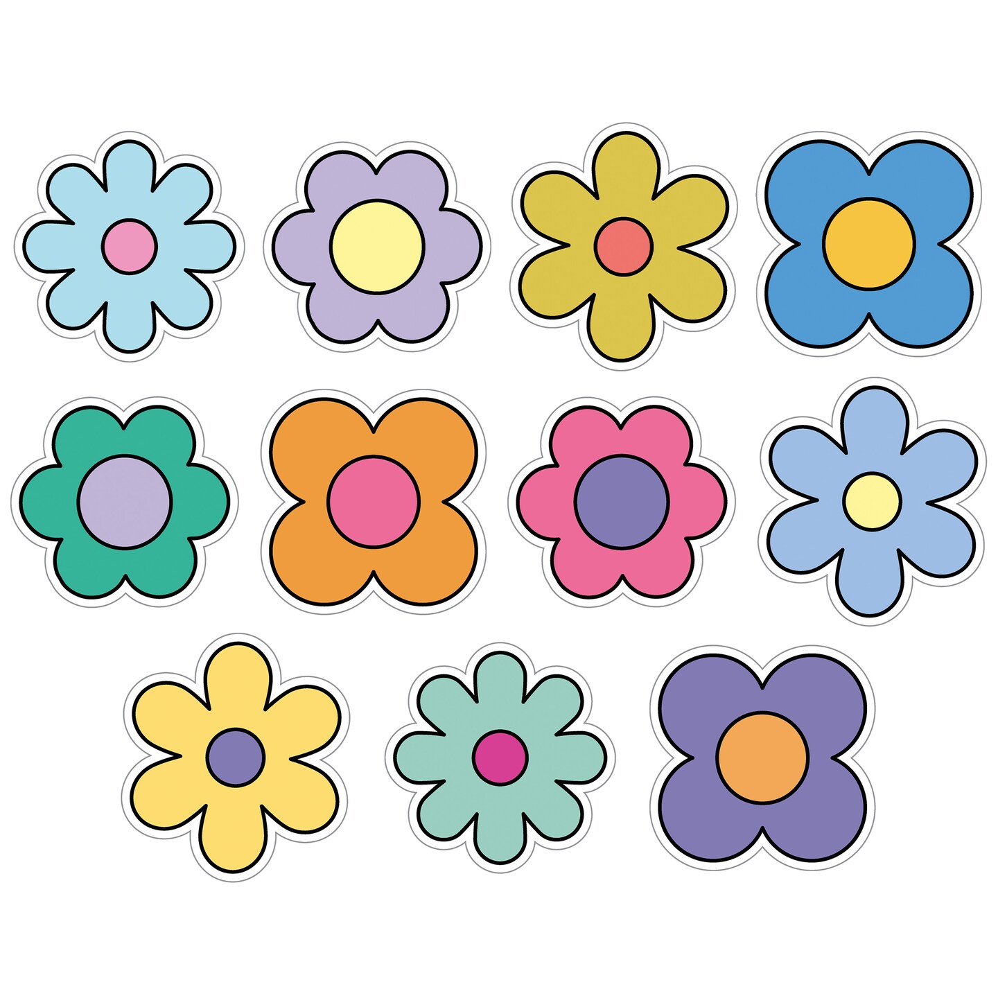 Happily Ever Elementary Retro Remix 36-Piece Groovy Flower Bulletin ...