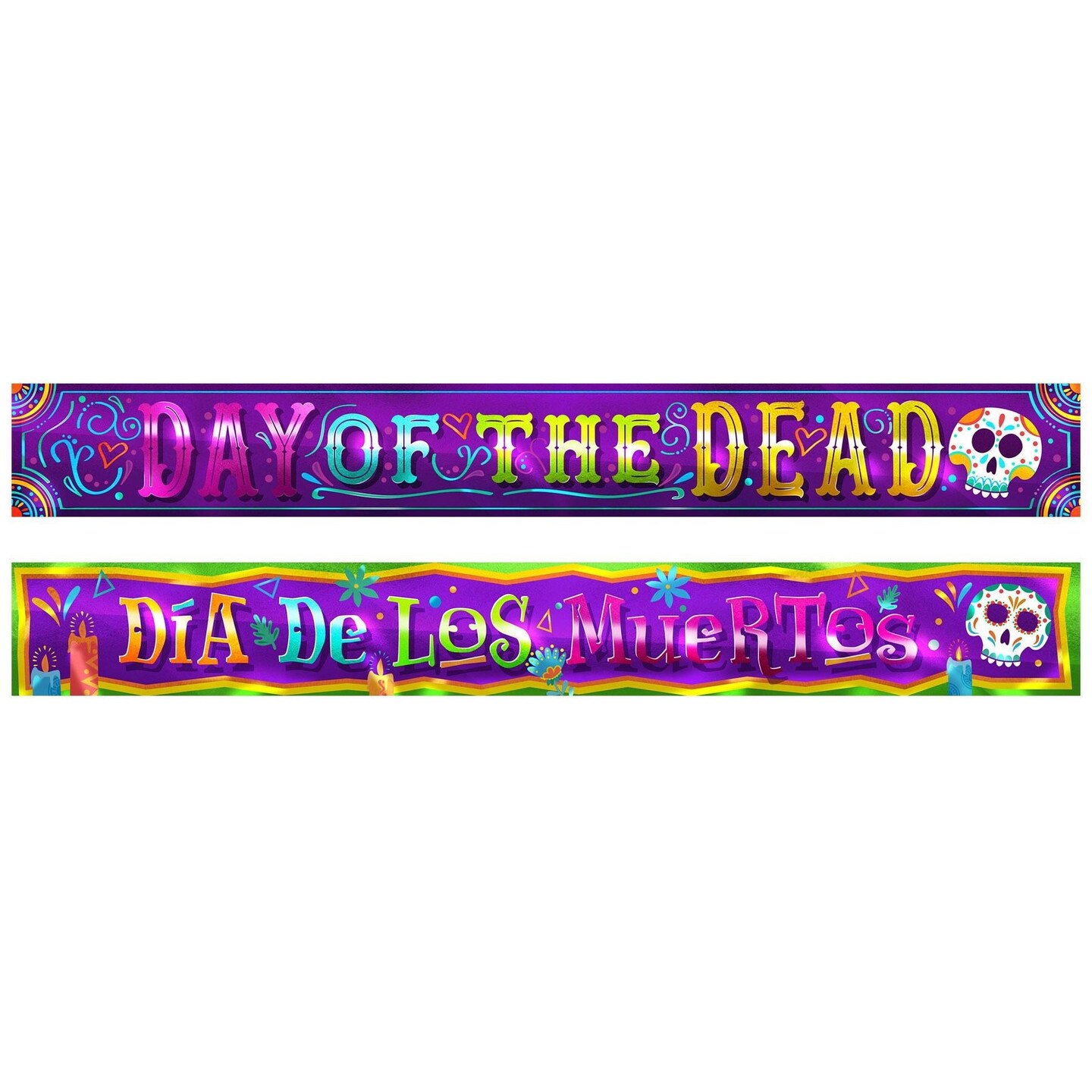 12 Pack Bulk Day Of The Dead Metallic Banner Set | Michaels