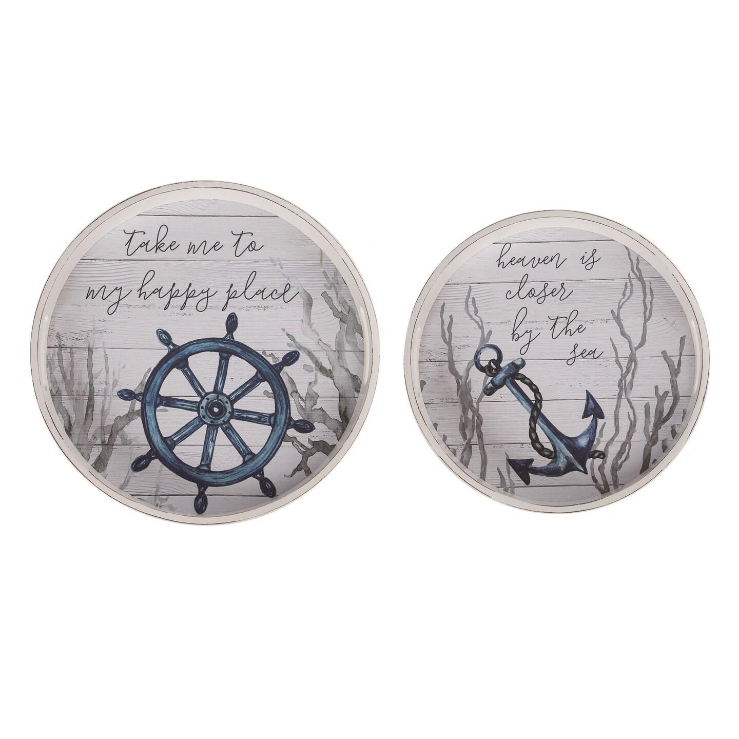 Transpac Wood 15.75 in. Multicolor Spring Coastal Ship Wheel Nested ...