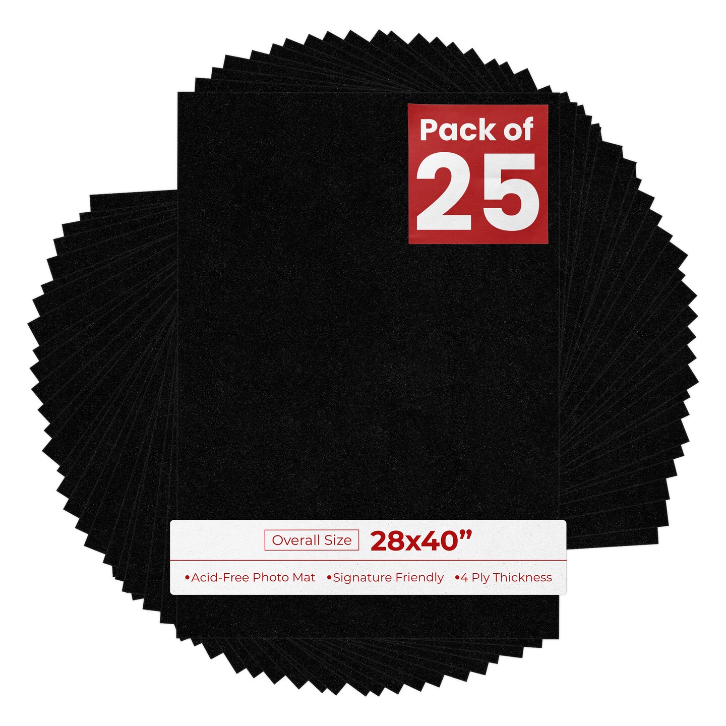 Black with Black Core 28x40 Uncut Mat Board - Blank Sheets, No Opening ...