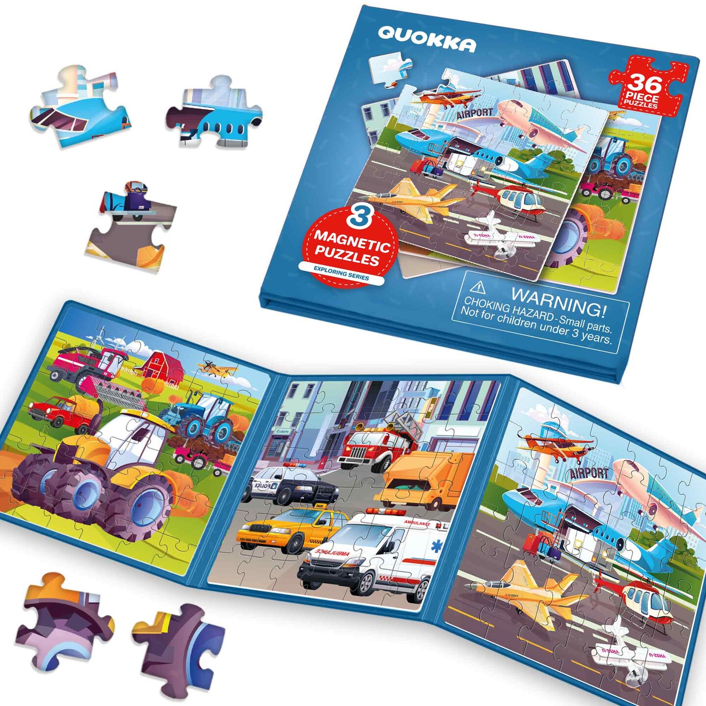 Magnetic Puzzles 3x36 Pcs Puzzles for Kids | Transport | Michaels