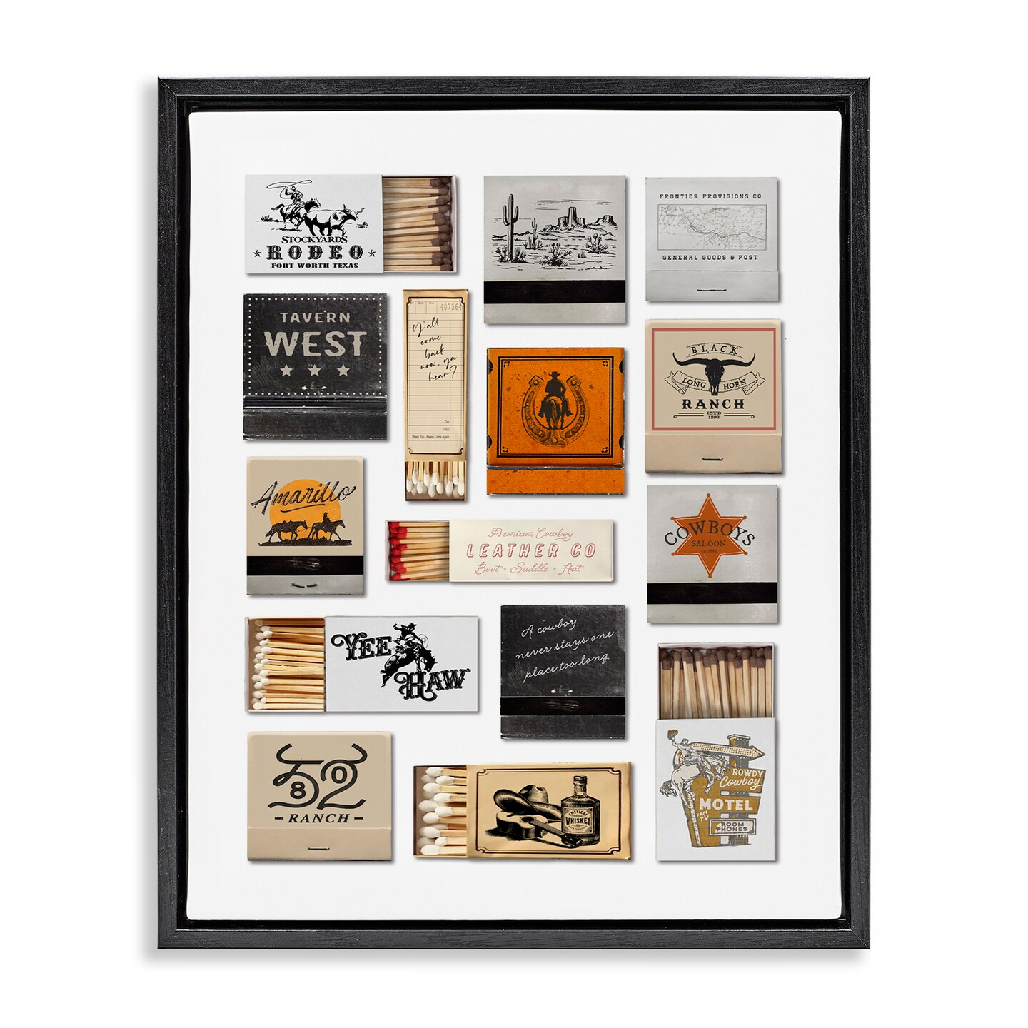 Stupell Industries Wild West Rodeo Matchbooks Floating Frame By ...