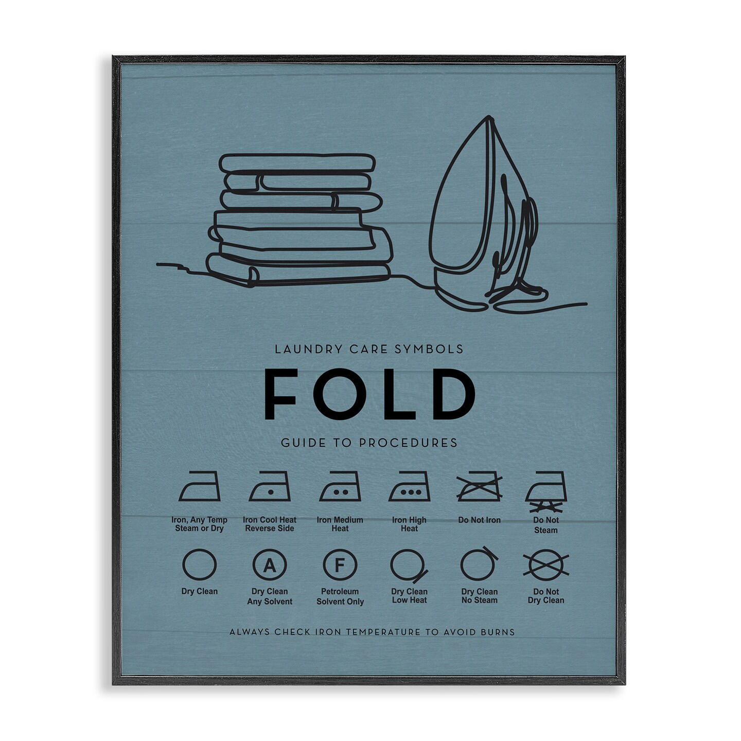 Stupell Industries Laundry Fold & Iron Chart Framed Giclee By Lettered ...