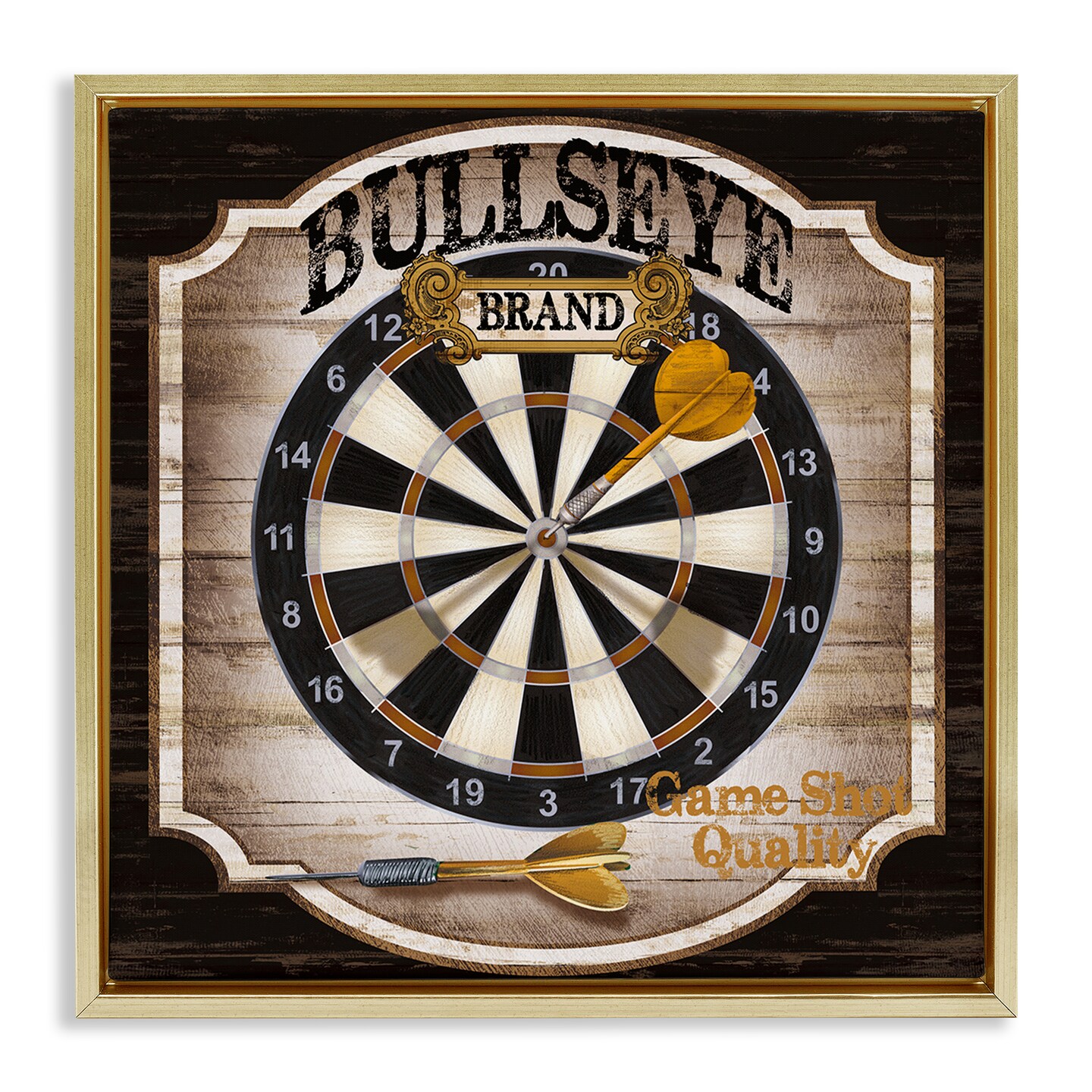 Stupell Industries Rustic Bullseye Darts Game Floating Frame By Conrad ...