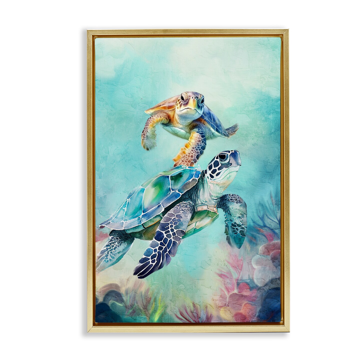 Stupell Industries Undersea Sea Turtle Pair Floating Frame By Kim Allen ...