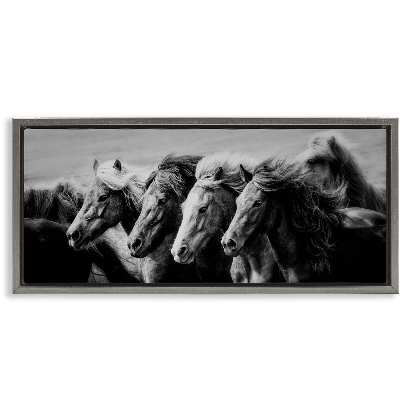 Stupell Industries Monochrome Horse Herd Gallop Floating Frame By ...