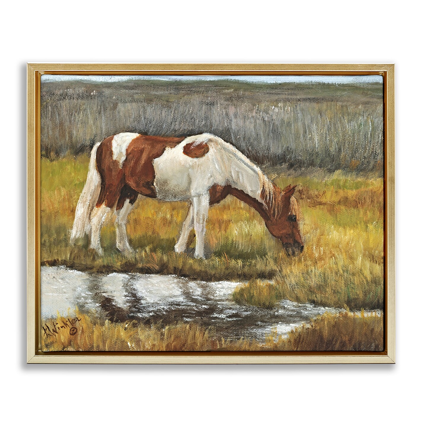 Stupell Industries Horse Drinking Water by Stream Floating Frame By Kathy Winkler | Michaels