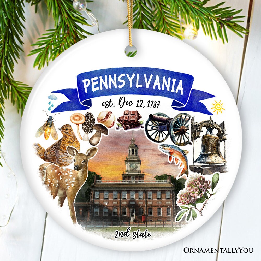 Artistic Pennsylvania State Themes and Landmarks Christmas Ornament ...