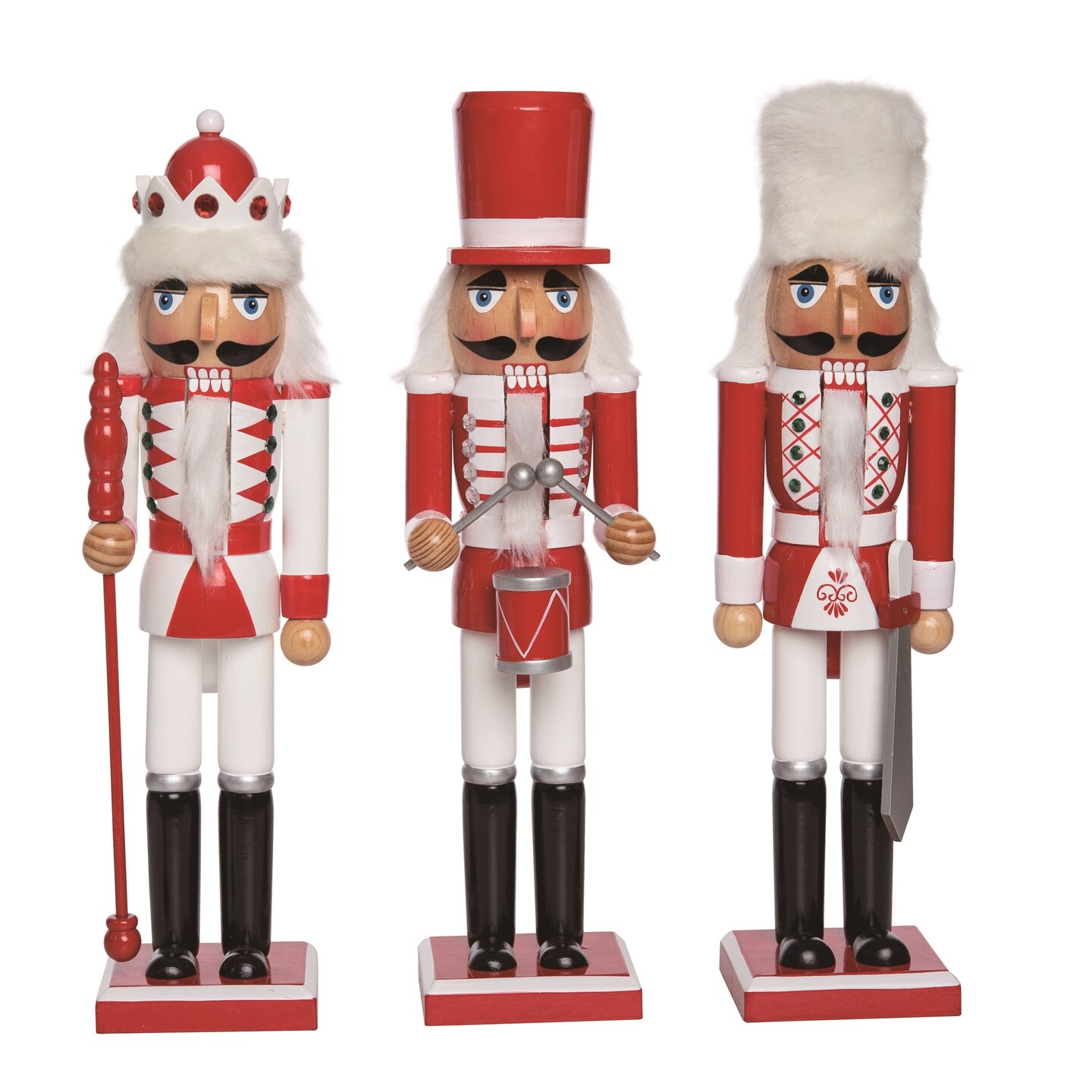 Christmas Wooden Red and White Nutcracker Set of 3 Decorations | Michaels