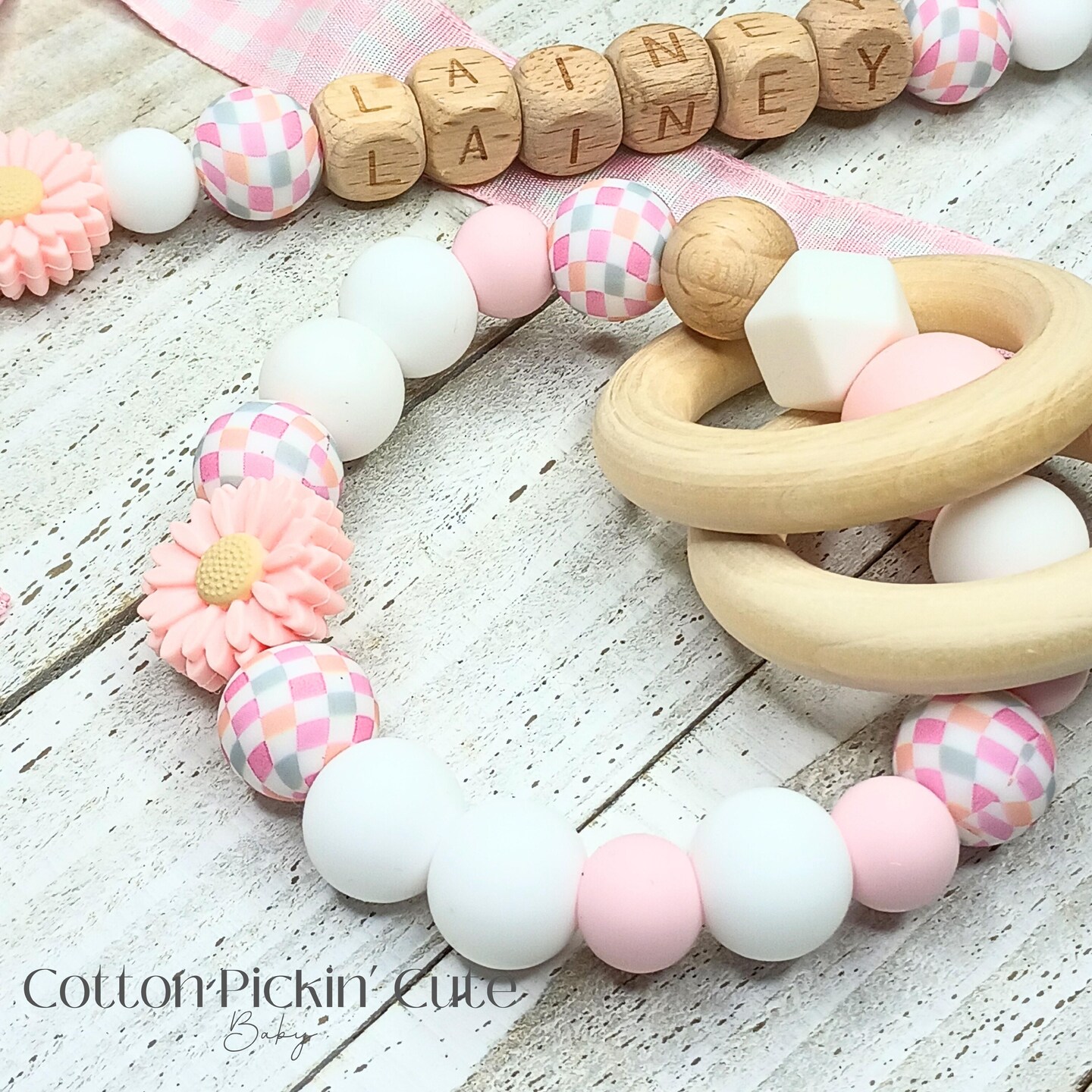 Baby Shower Gift for New Mom Pacifier Leash and teether Customized and ...