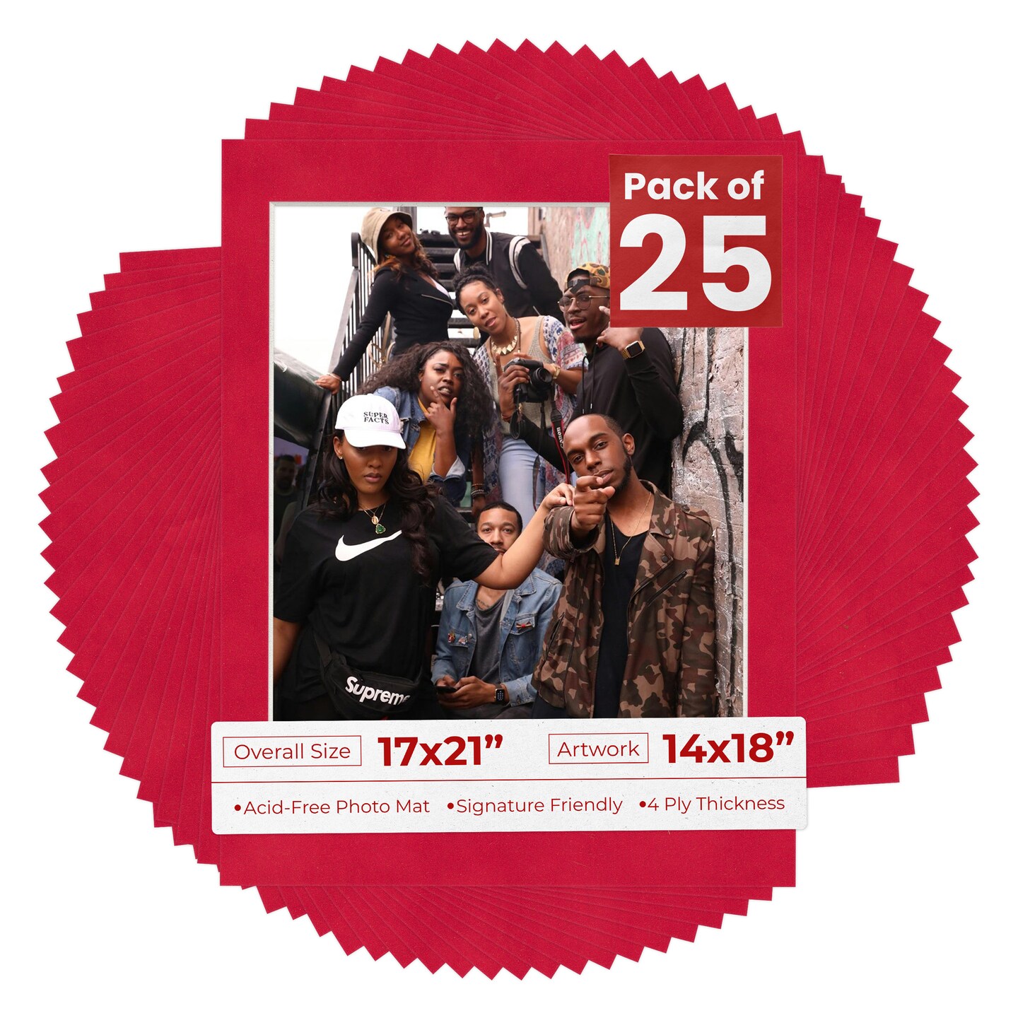 Cherry Red Suede Mat Board for 17x21 Frames - Fits 14x18 Photos, Color ...