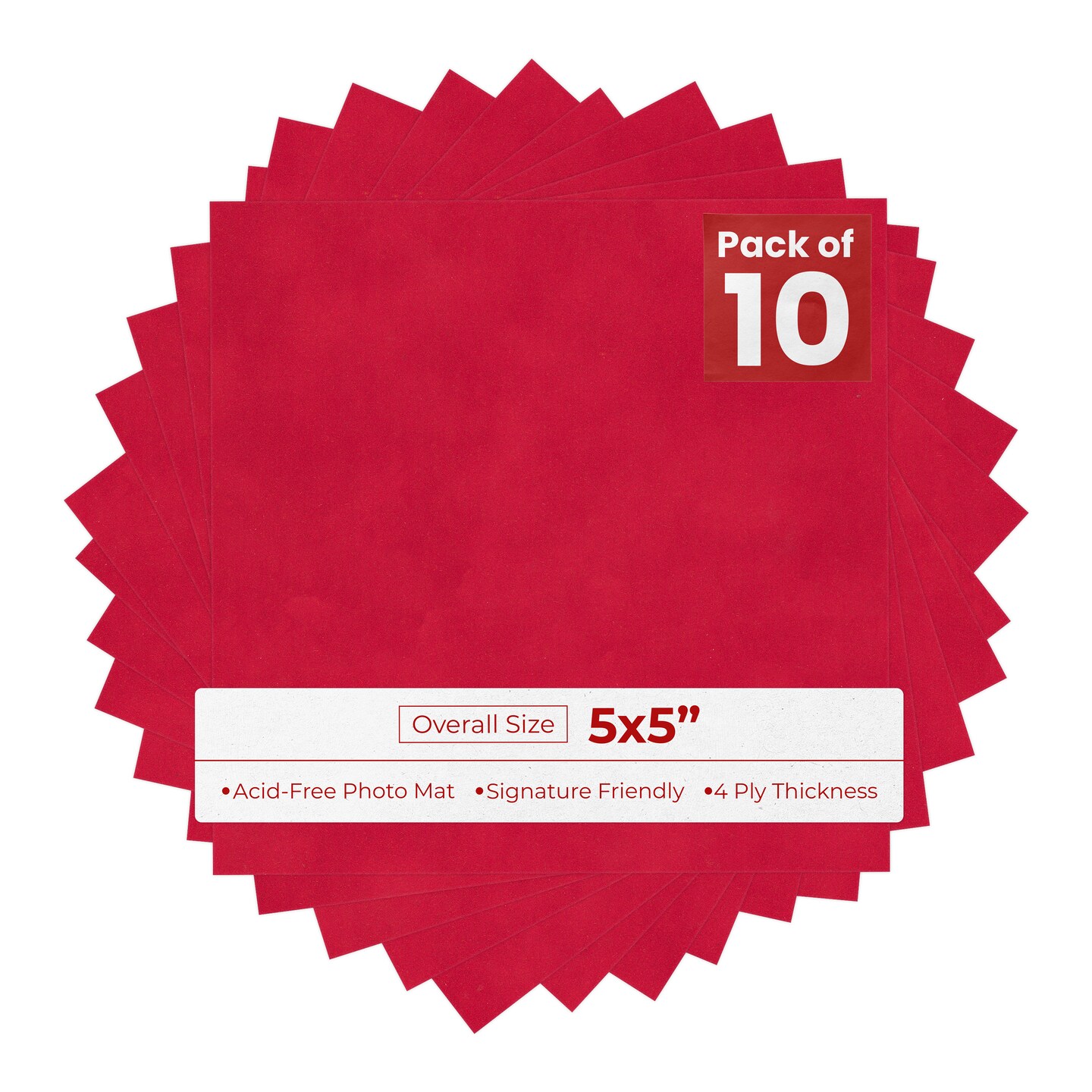 Cherry Red Suede 5x5 Inch Uncut Mat Board - Blank Sheets, No Opening ...