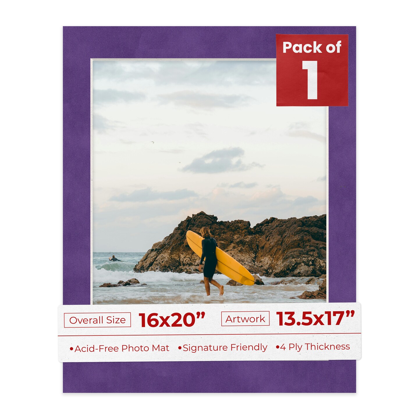 Purple Suede Mat Board for 16x20 Frames - Fits 13.5x17 Photos, Color ...