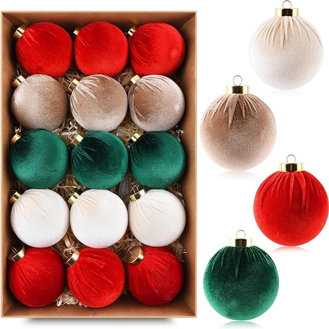 Edge Collections - Shatterproof Velvet Christmas Ornament Balls for ...