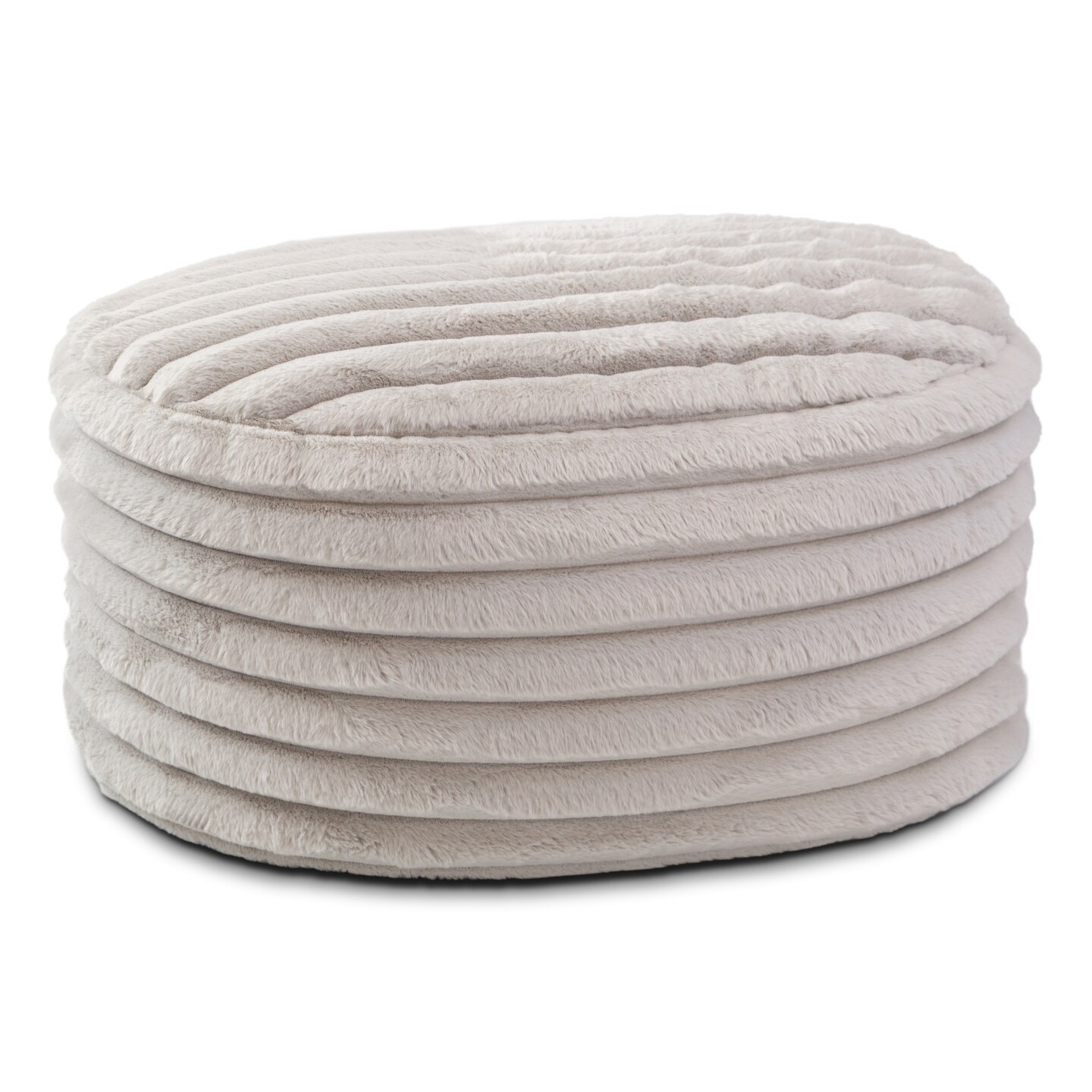 CC Home Furnishings Large Faux Fur Ribbed Plush Pouf Ottoman - 35 ...