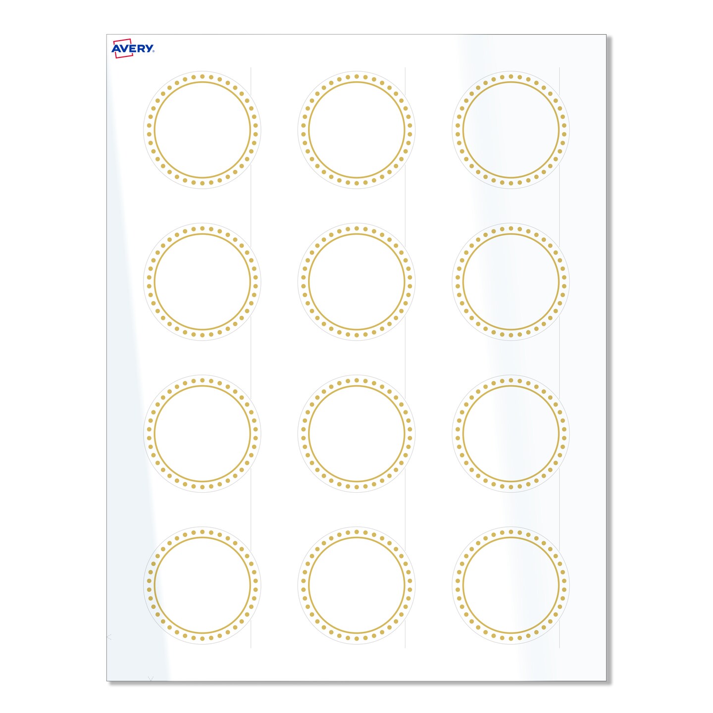 Avery® Printable Round Labels with Sure Feed® Technology, Gold Border ...