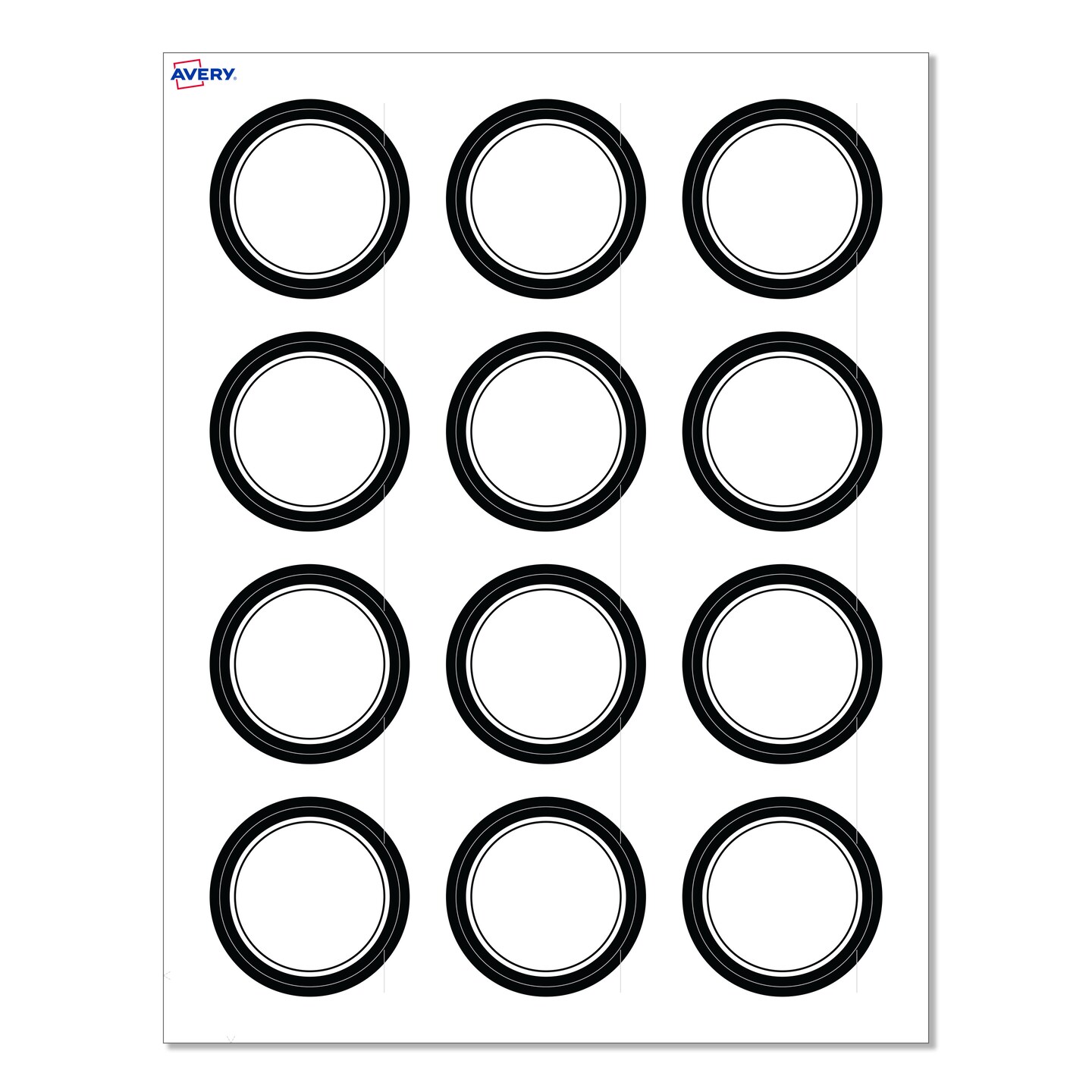 Avery® Printable Round Labels with Sure Feed® Technology, Double Black ...