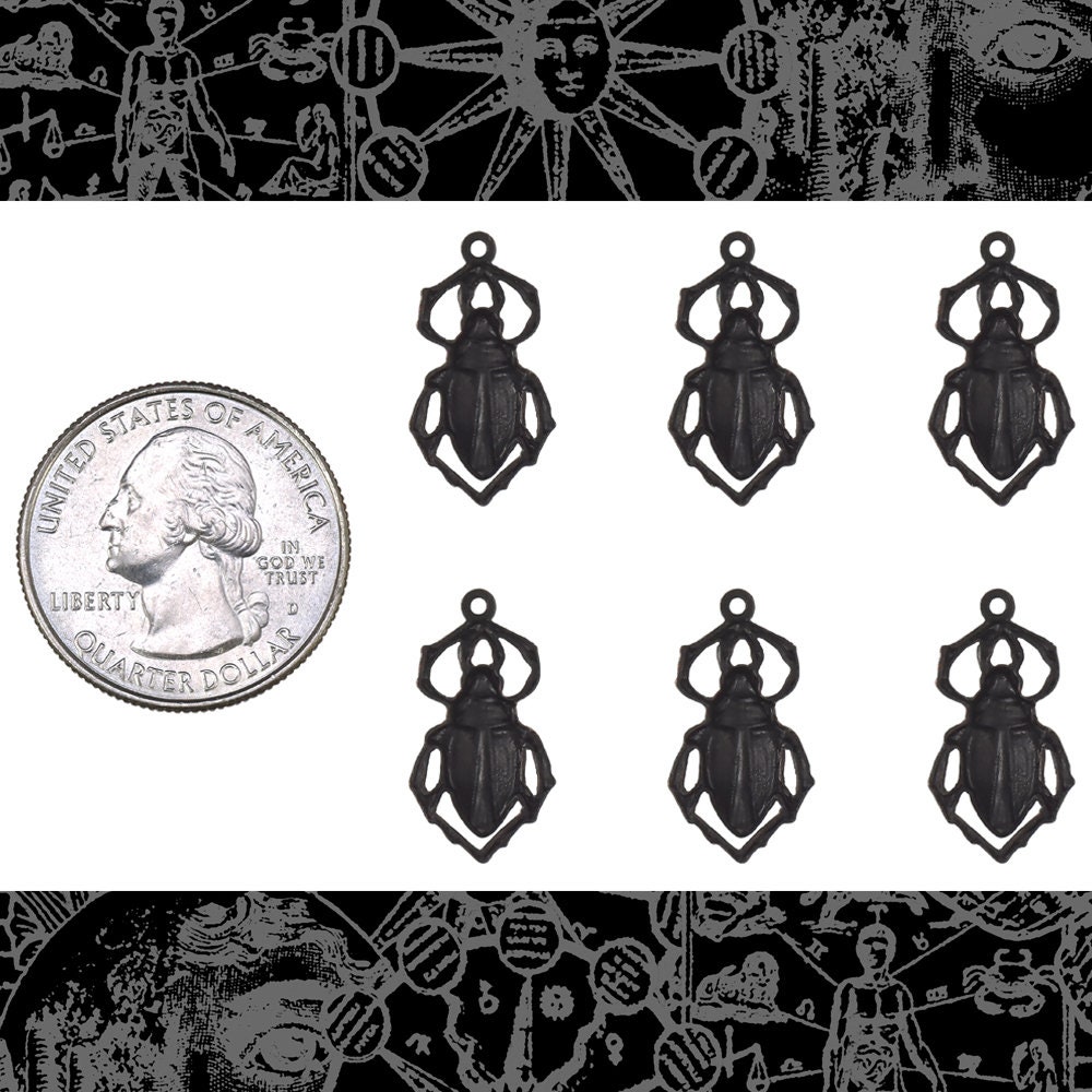 Black Plated Brass Beetle Connectors with One Ring - Set of Six - BB ...