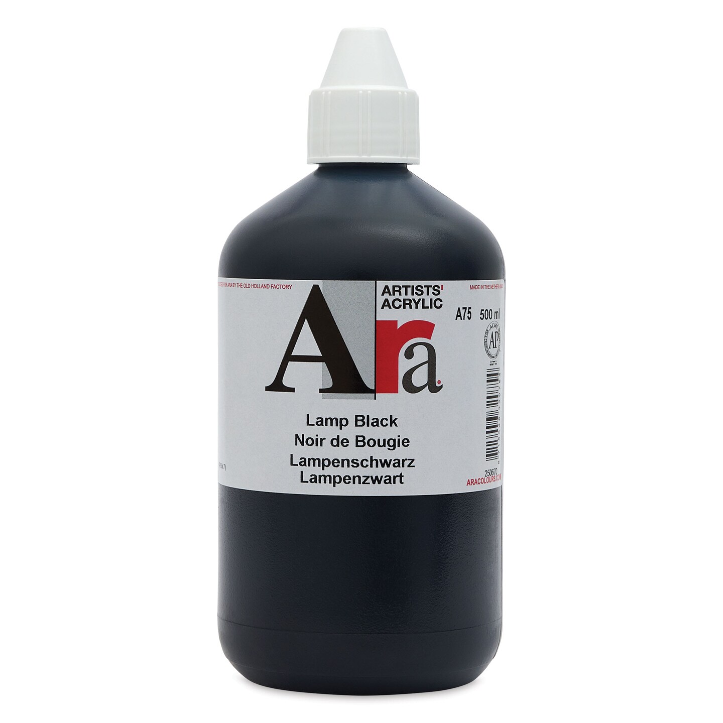 Ara Artists’ Acrylic Paint - Lamp Black, 500 ml, Count: 1, Model ...