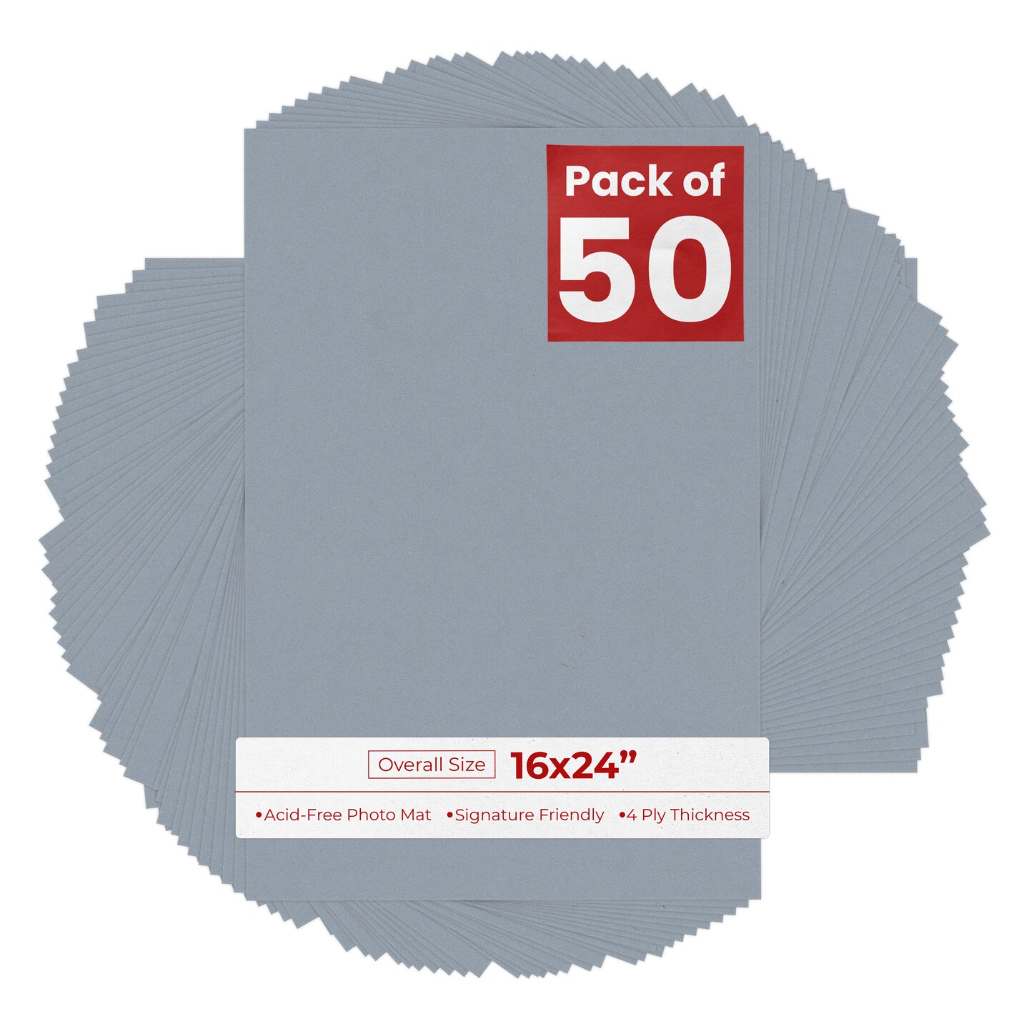 Mid Grey 16x24 Uncut Mat Board - Blank Sheets, No Opening, Color: Grey ...