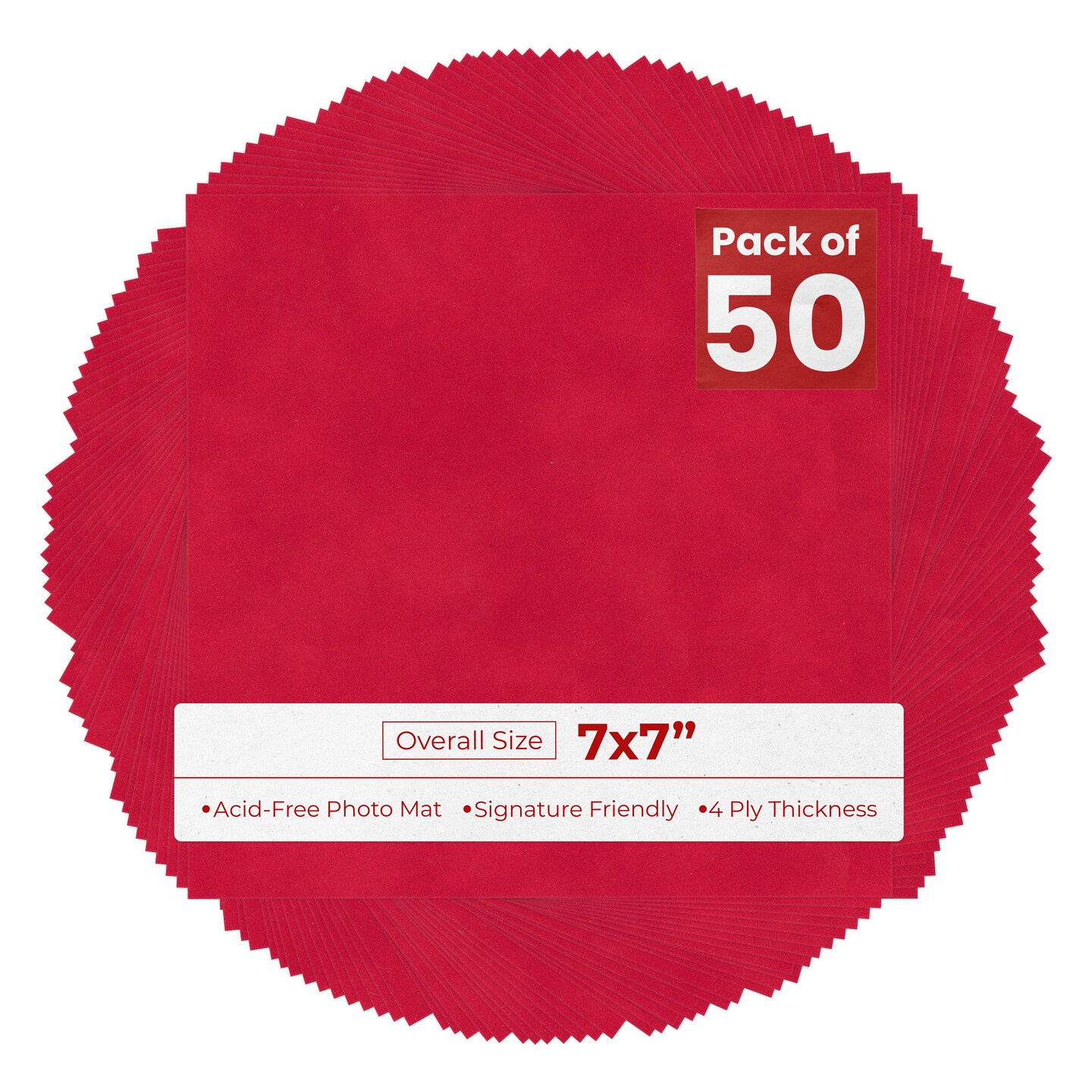 Cherry Red Suede 7x7 Uncut Mat Board - Blank Sheet, No Opening, Color ...